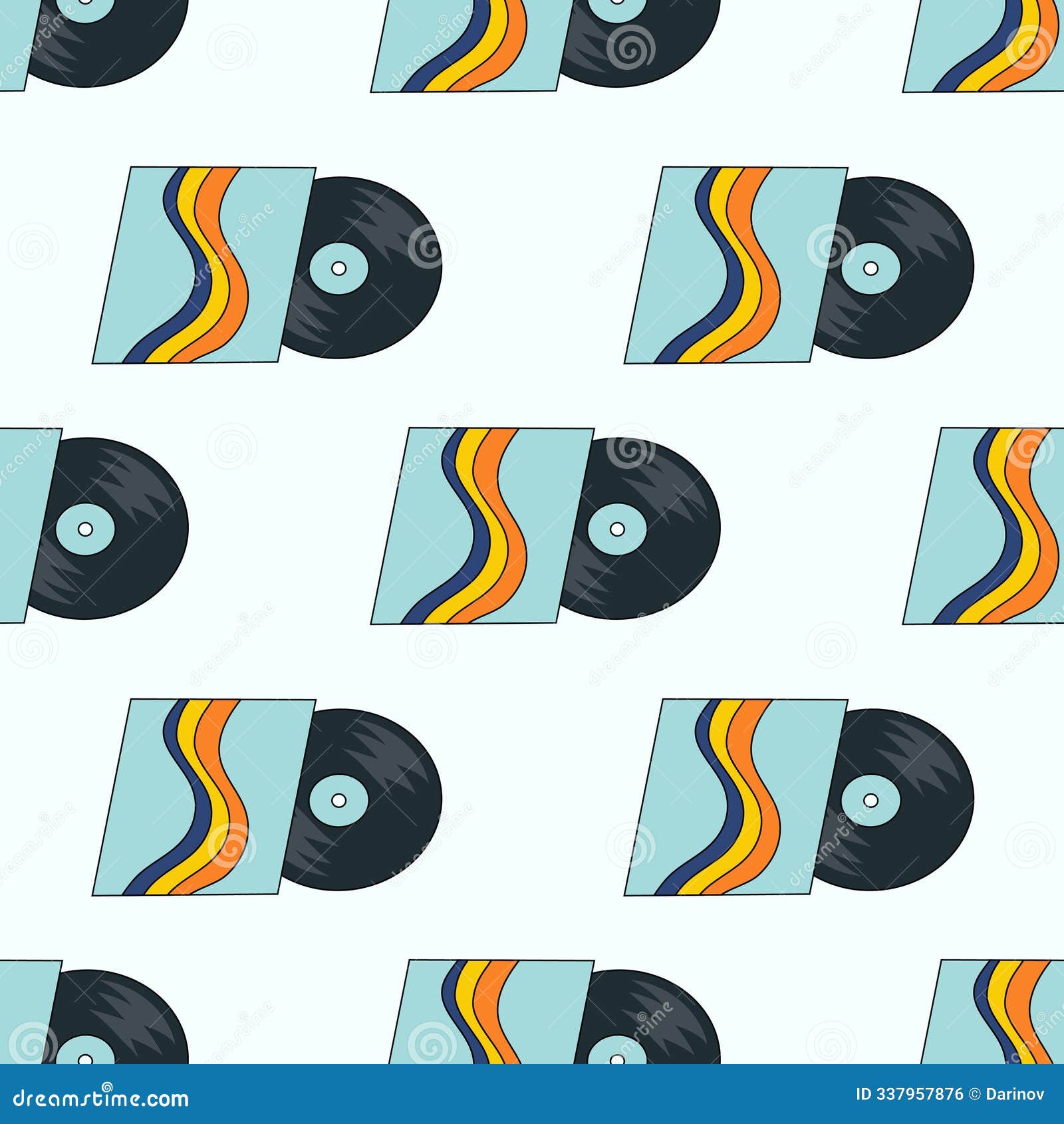 Seamless Pattern. Blue Vinyl Record. LP or Long Play Music Disc. DJ ...