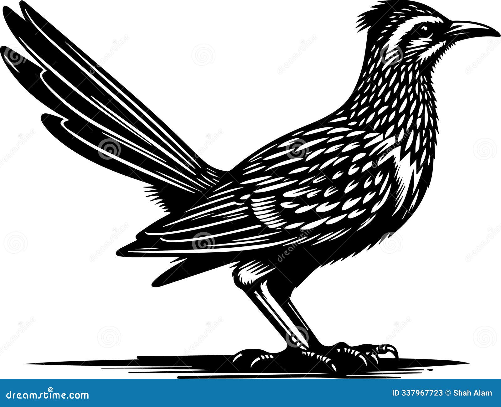 Roadrunner Bird Hand Drawn Vector Artwork Stock Vector - Illustration ...