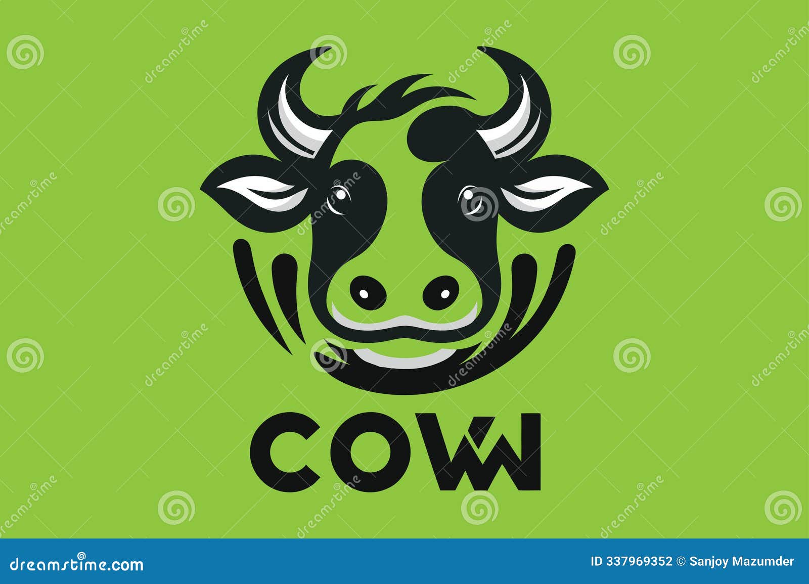 Cow Head Logo Silhouette Vector Illustration Bold and Simple Stock ...