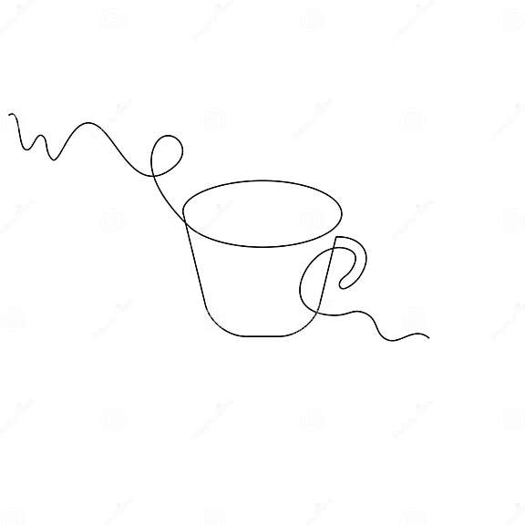 One Line Art Cup Vector Illustration Stock Vector - Illustration of ...