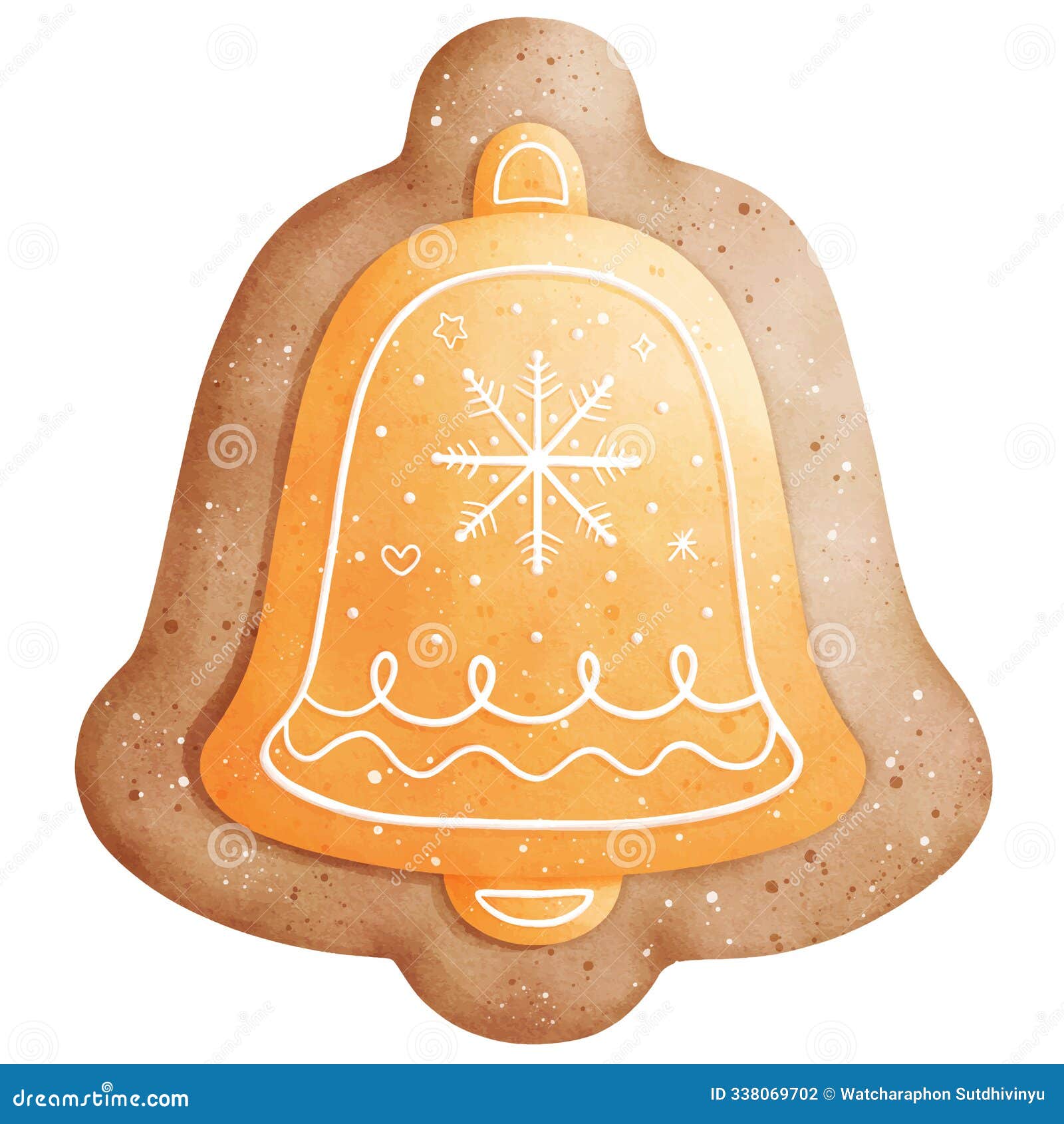 Watercolor Christmas Bell Cookie Vector Illustration Isolated on White ...