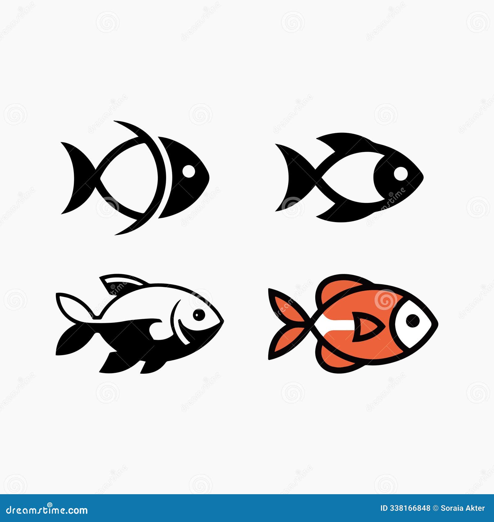 Silhouette Fish Logo Icons Collection for Fishing Stock Illustration ...