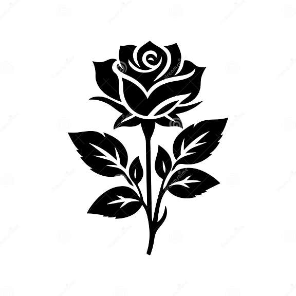 Elegant Black Rose Vector Design with White Background Stock Vector ...