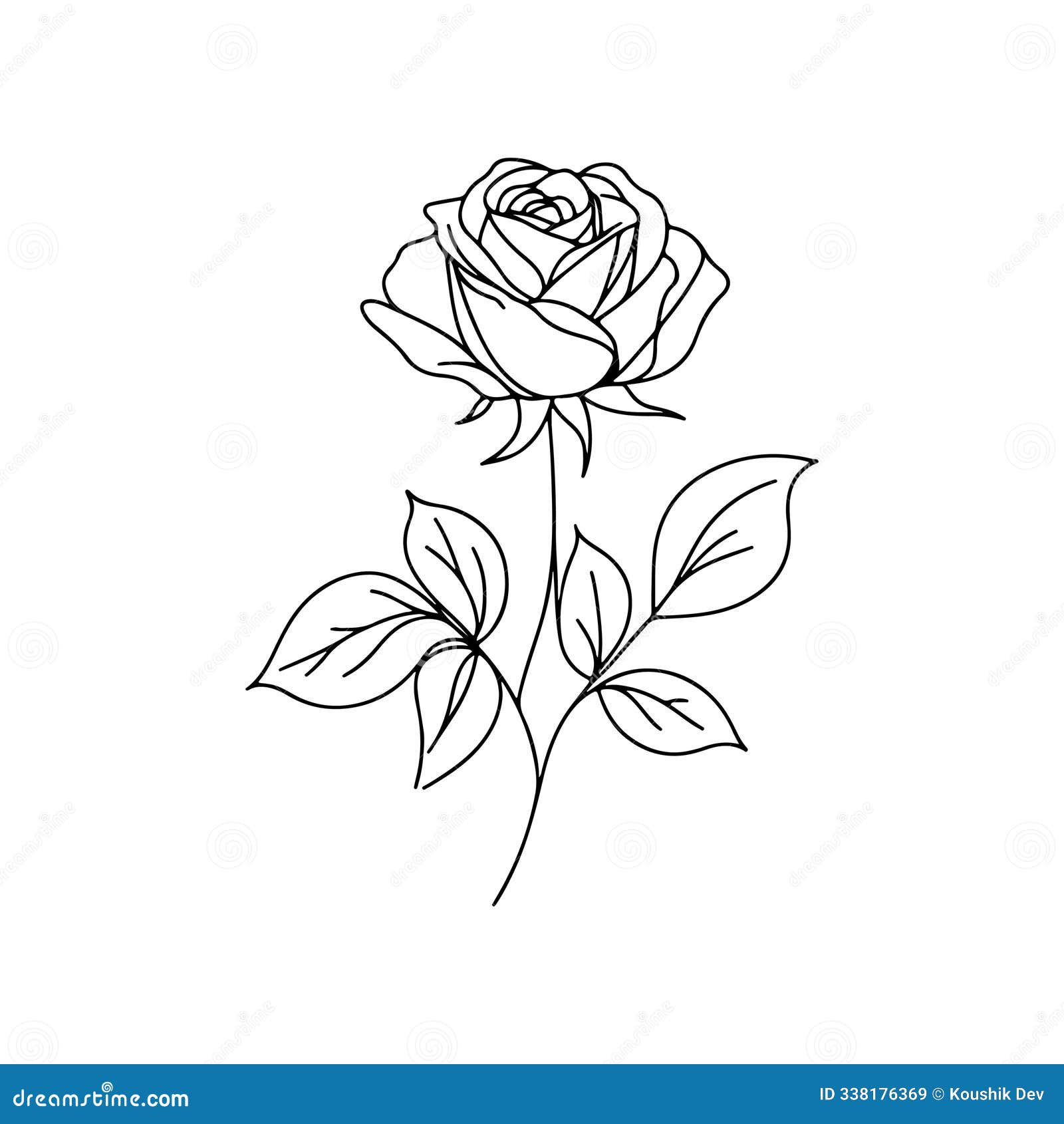 Free Rose Flower Line Art Vector Stock Vector - Illustration of flowers ...