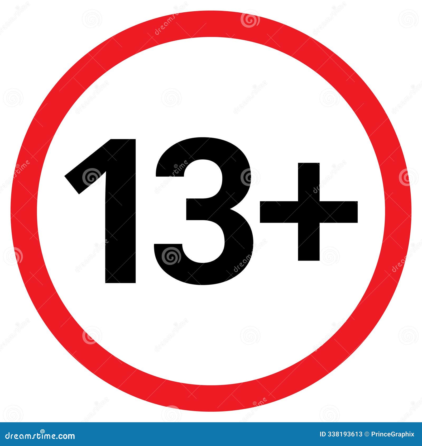 13 Plus Age Restriction Icon. Thirteen Plus Content Warning Vector ...