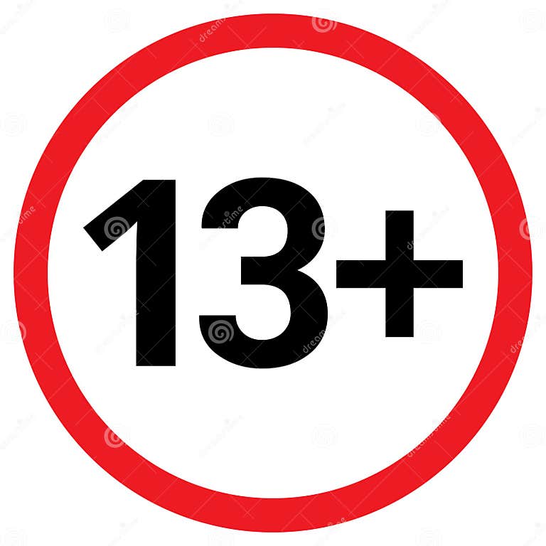 13 Plus Age Restriction Icon. Thirteen Plus Content Warning Vector ...