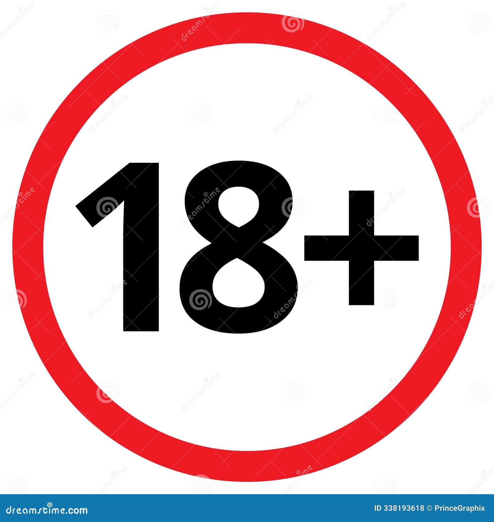18 Plus Age Restriction Sign. Adult only Content Warning Symbol. Stock ...
