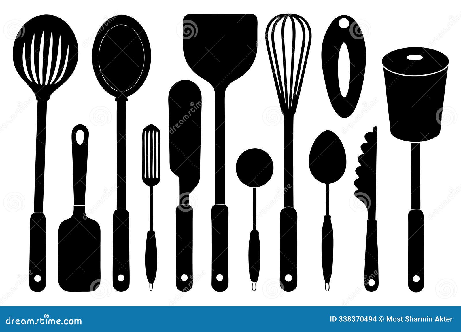 Comprehensive Kitchen Tools Silhouette Vector Collection Essential ...