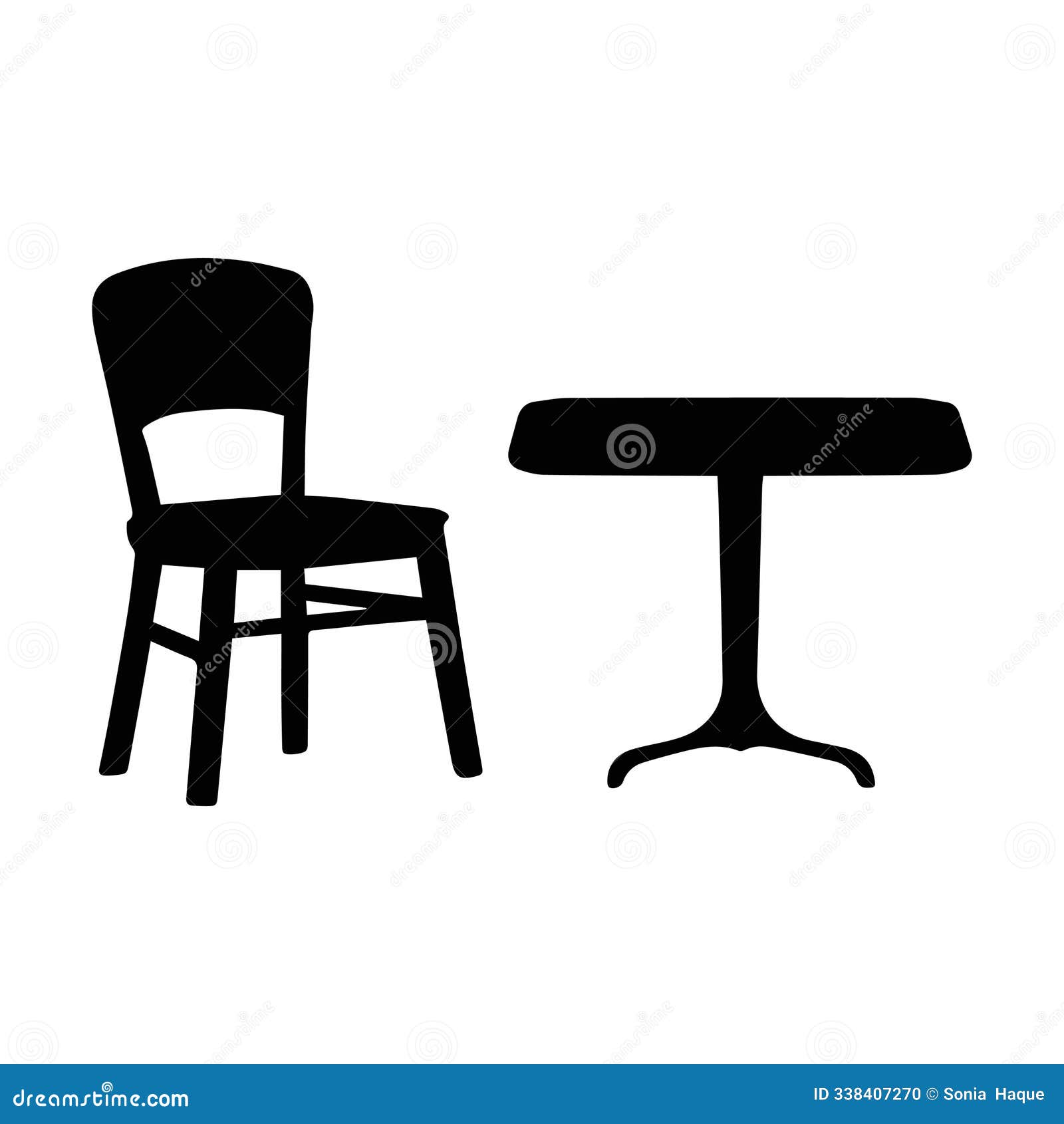 Chair Table Set Vector Style Silhouette Stock Vector - Illustration of ...