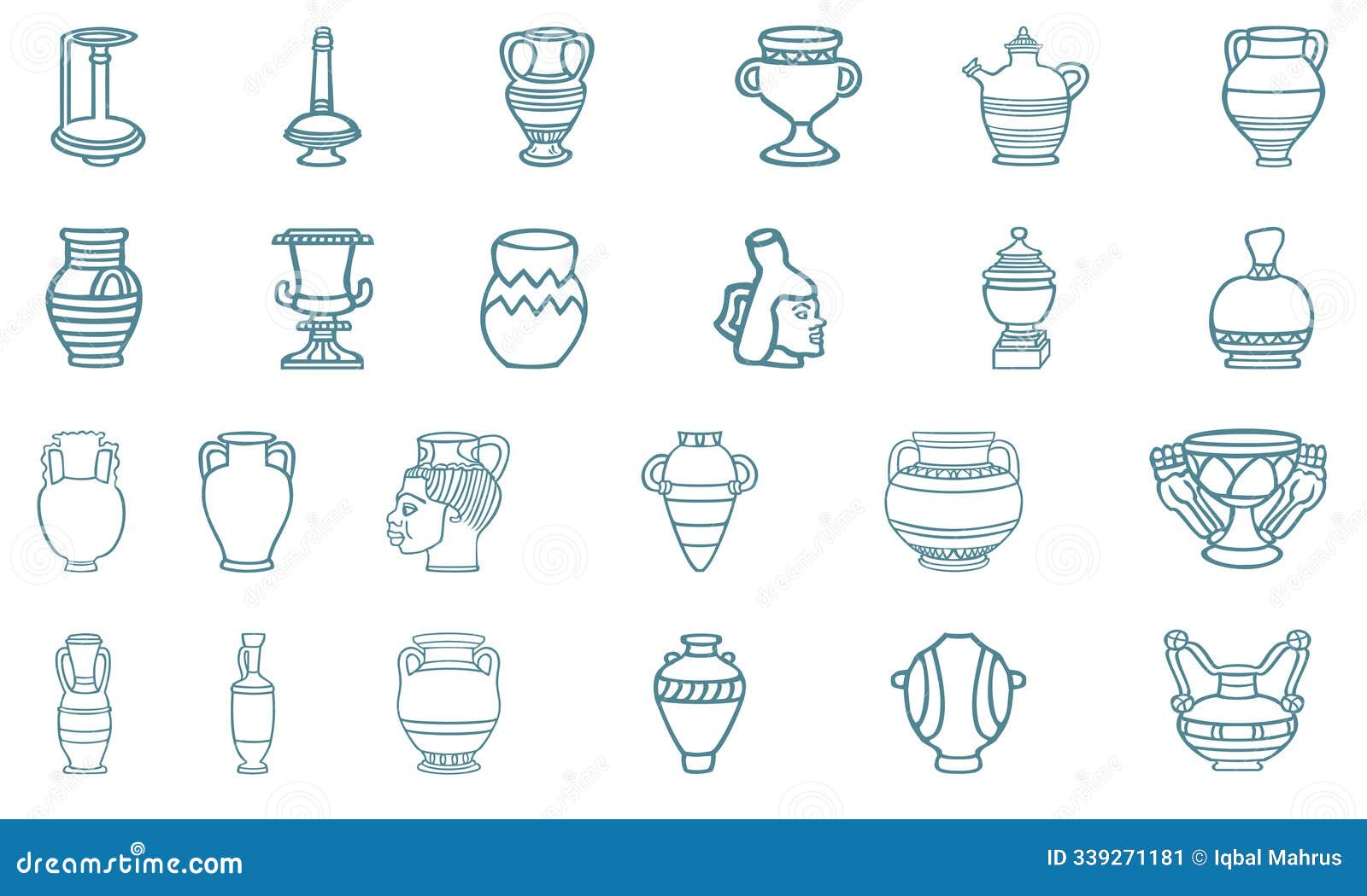 Historical Icon Collection. Ancient Icon Set Stock Illustration ...