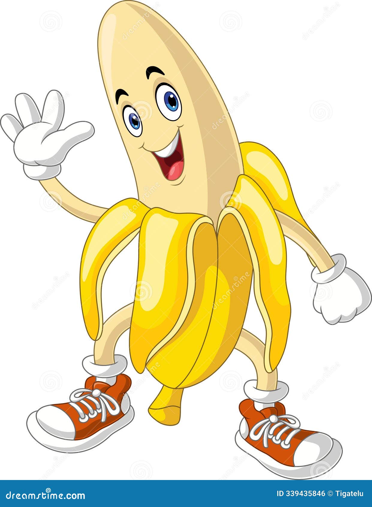 Cartoon Happy Banana Mascot Character Waving Hand Stock Illustration ...