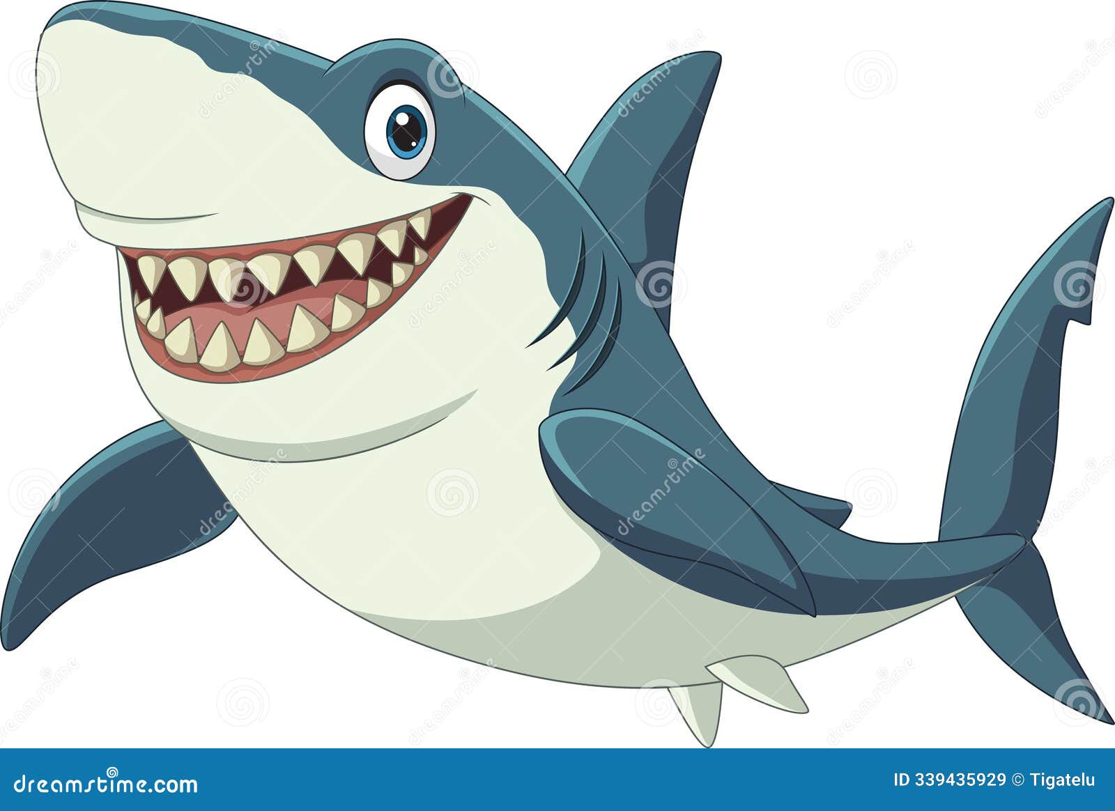 Happy Shark Cartoon Character Coloring Page For Kids Adorable ...