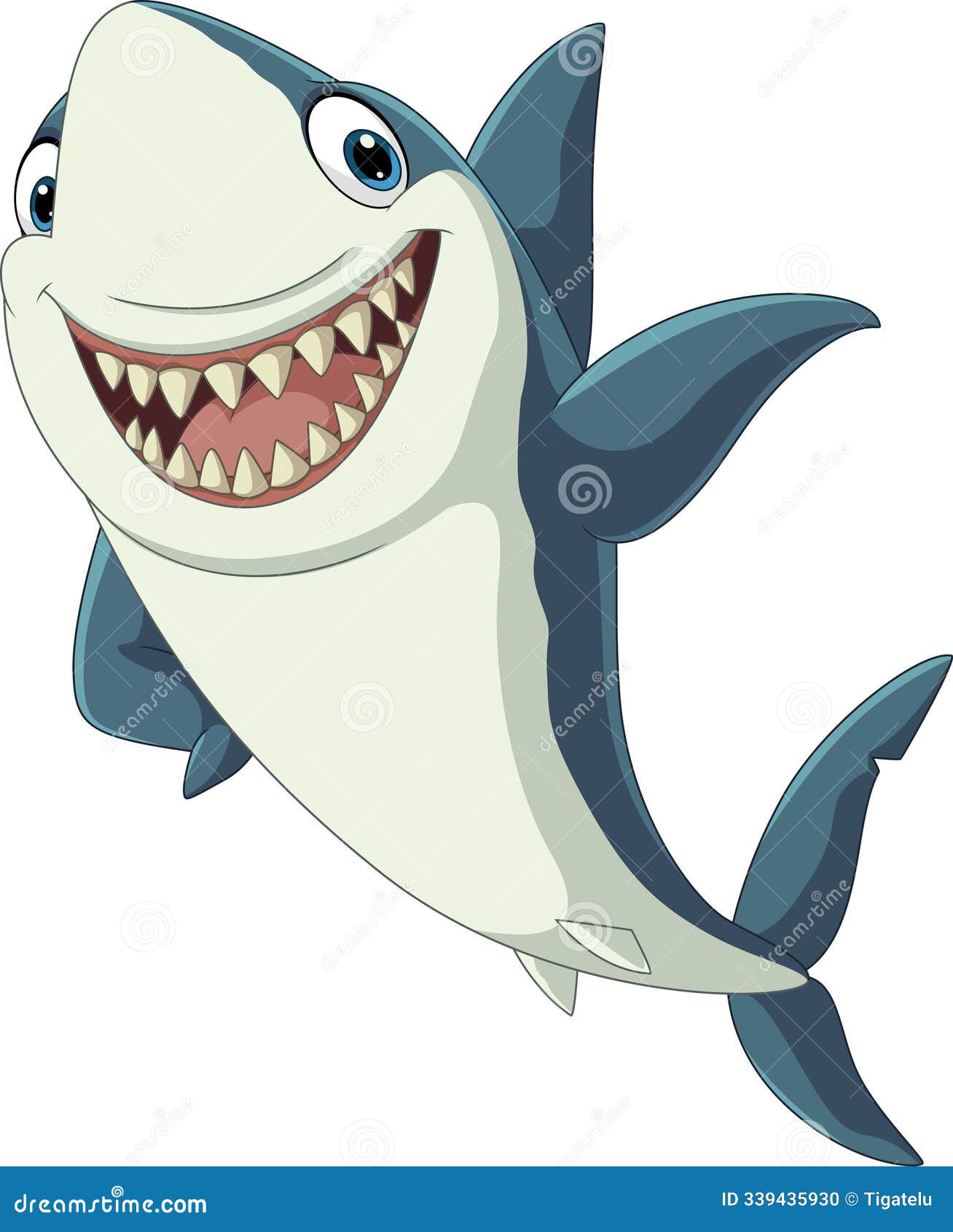 Happy Shark Cartoon Character Coloring Page For Kids Adorable ...