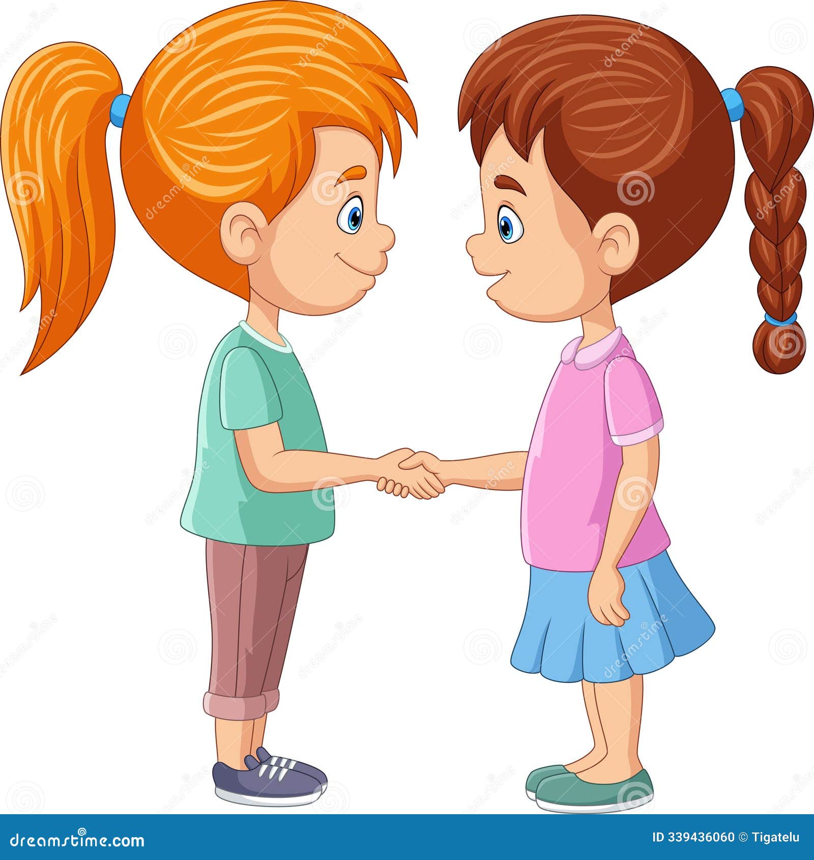 Illustration of Cartoon Girls Shaking Hand Stock Vector - Illustration ...
