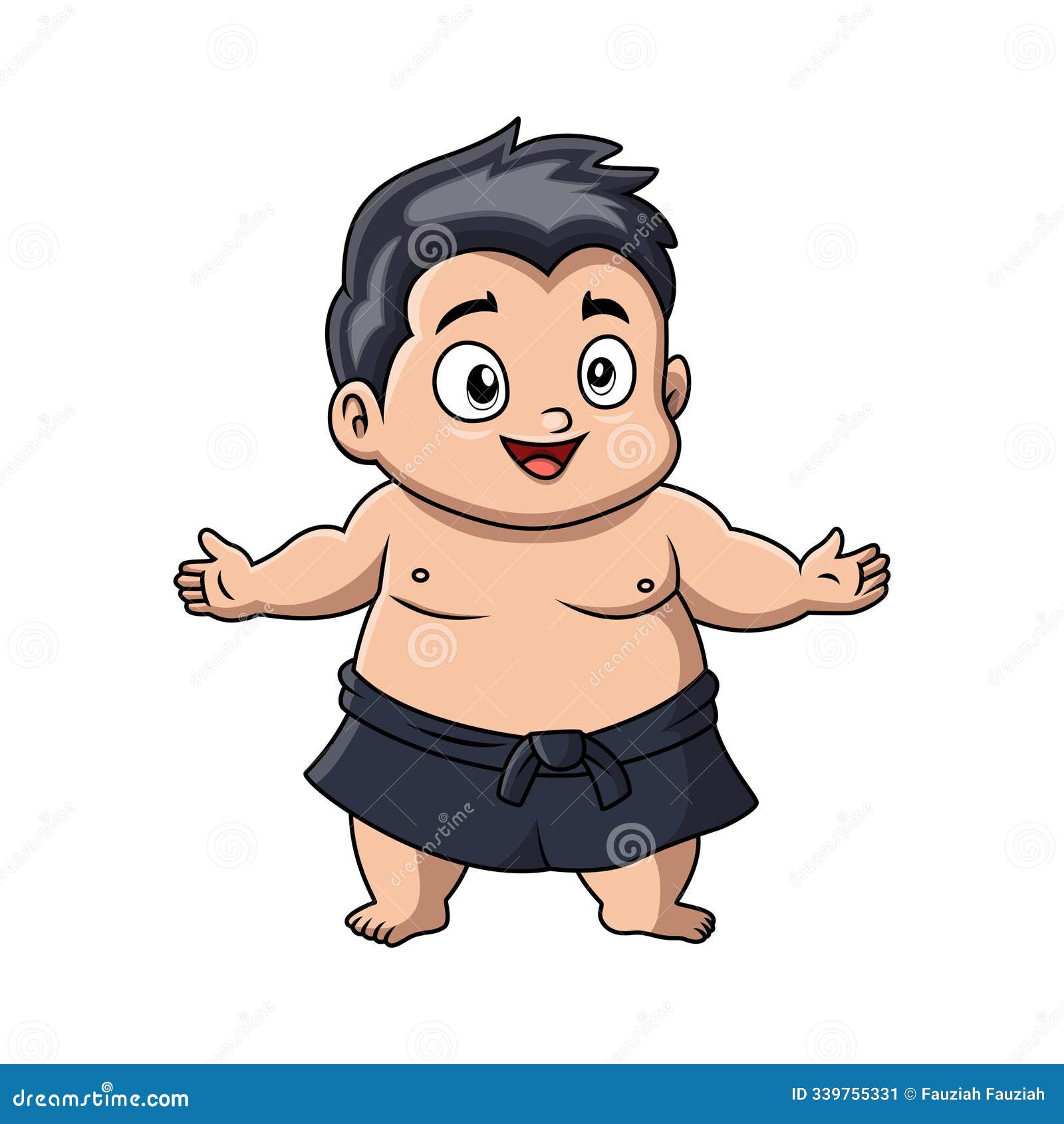 Sumo With Cartoon Style Eating Ramen Vector Illustration ...