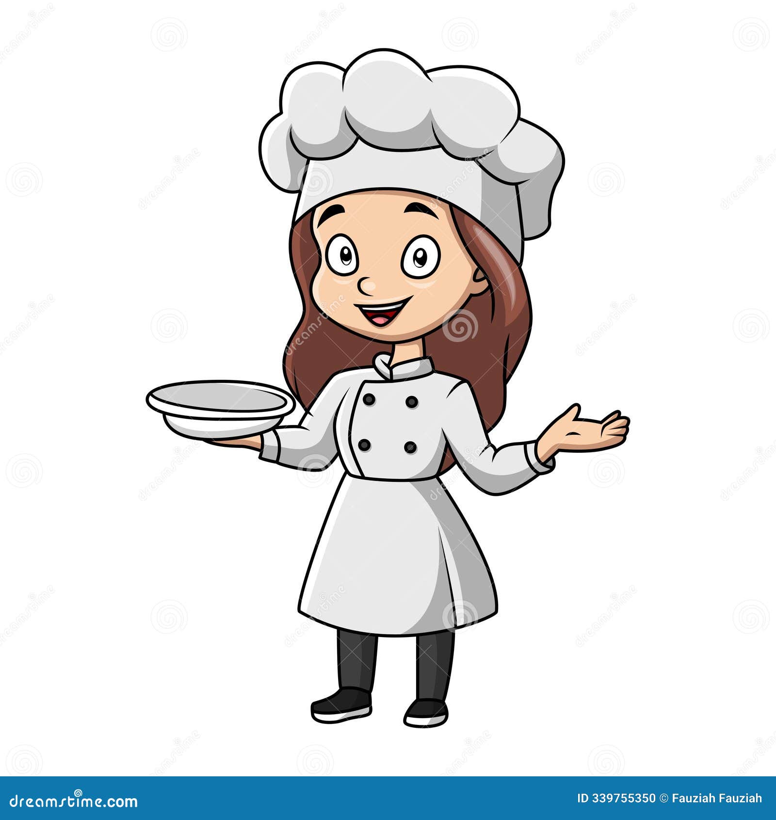 Girl Cartoon Wearing Costume Chef Stock Illustration - Illustration of ...