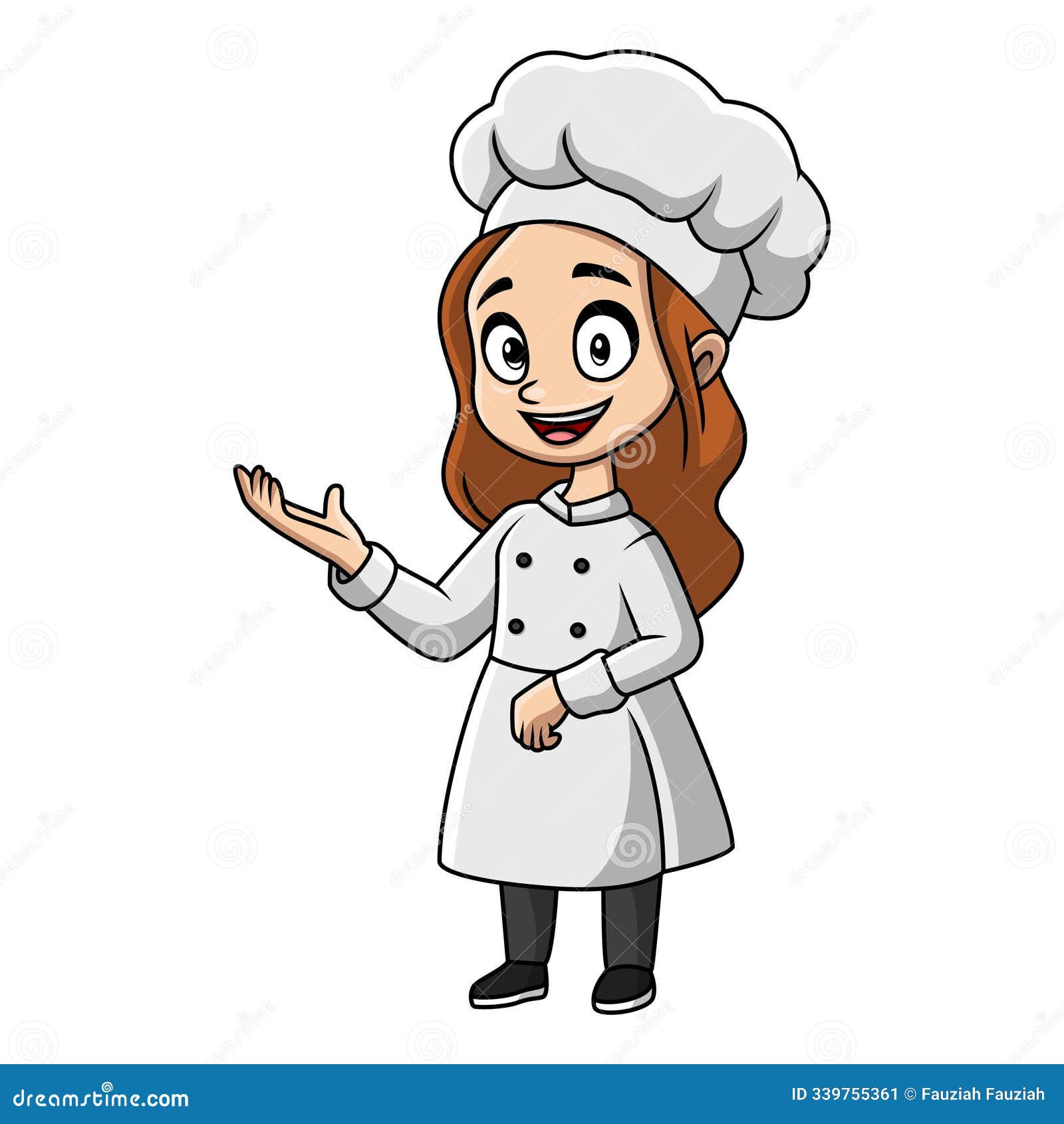 Girl Cartoon Wearing Costume Chef Stock Illustration - Illustration of ...