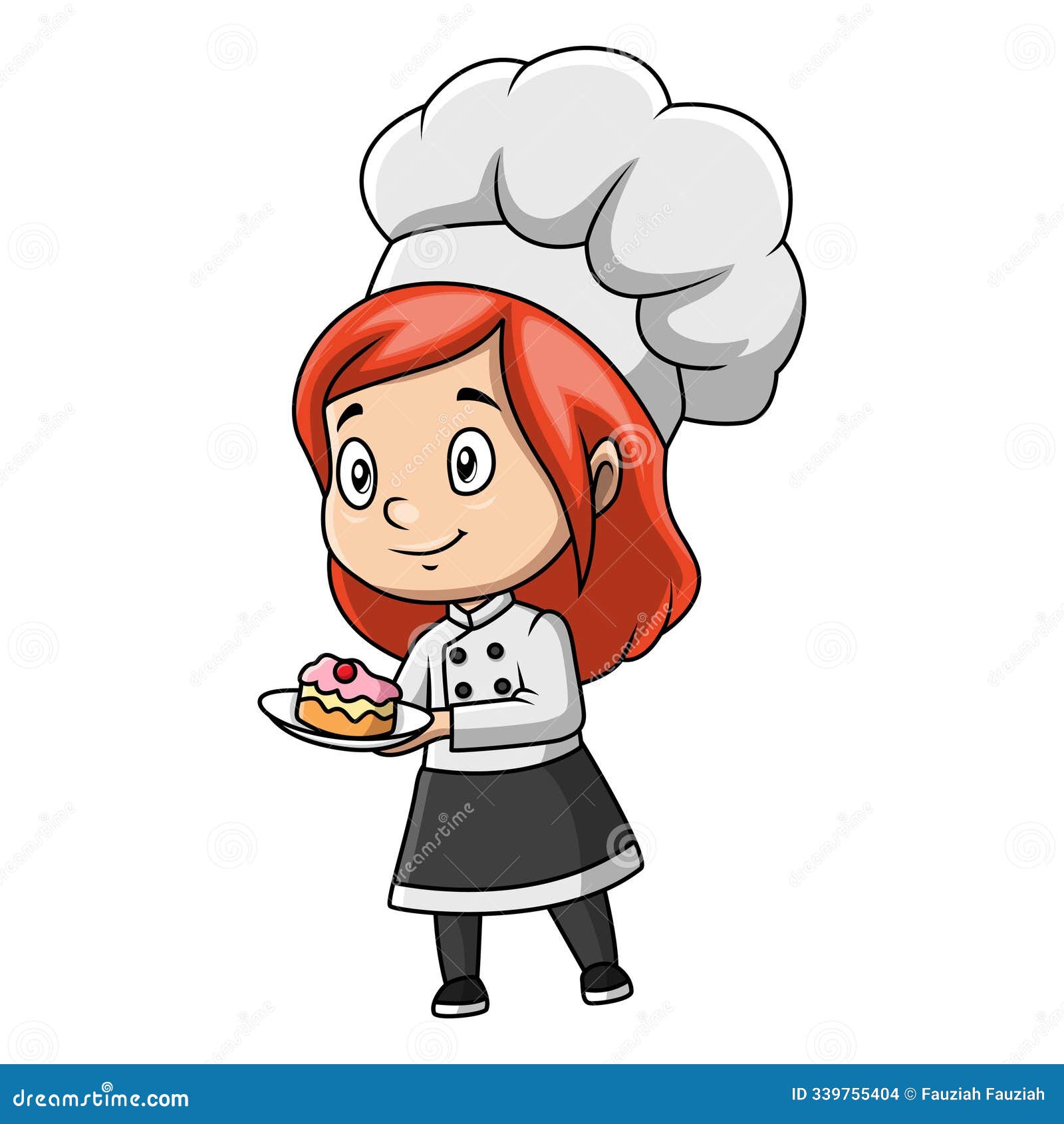 Girl Cartoon Wearing Costume Chef Stock Illustration - Illustration of ...