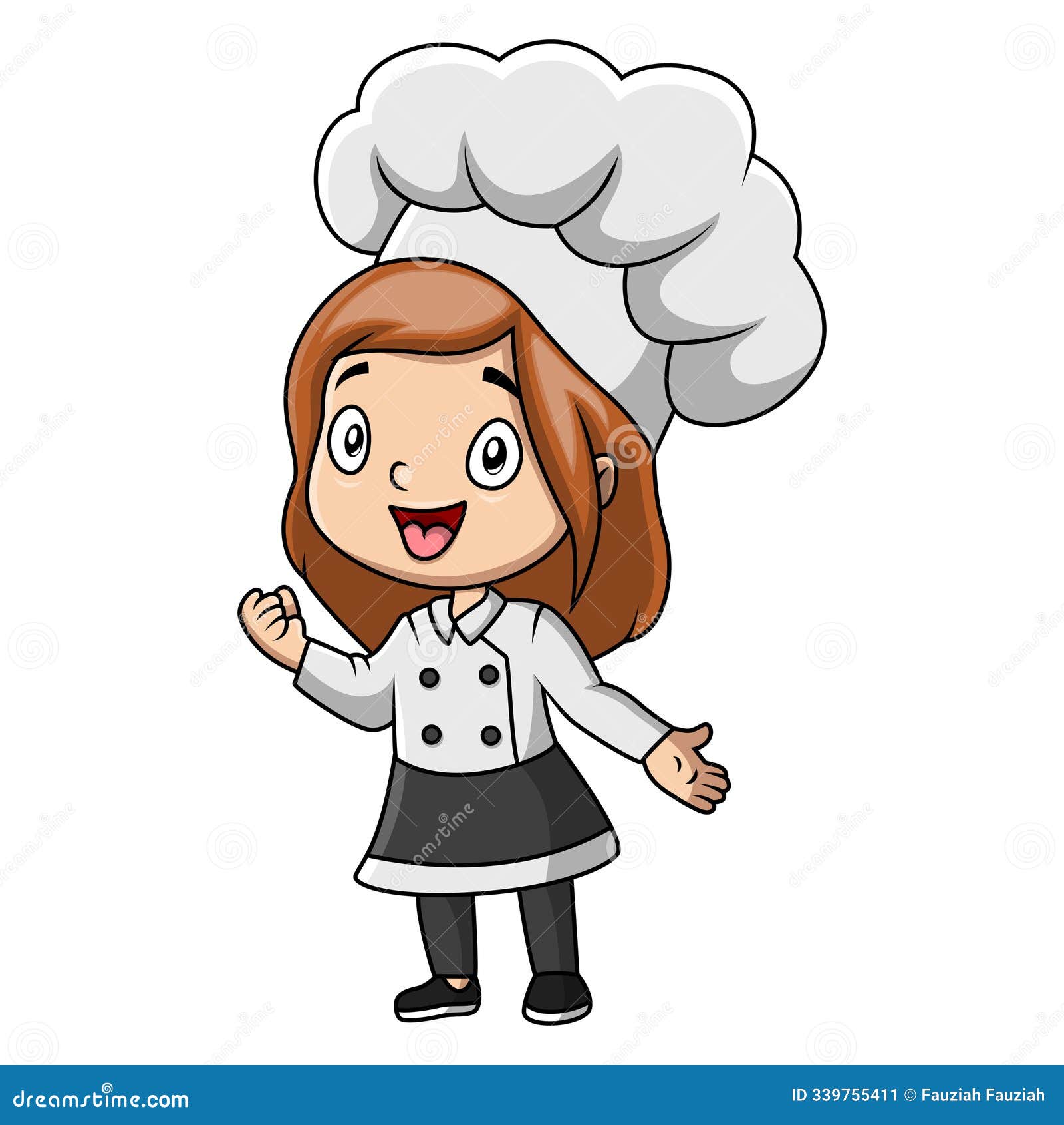 Girl Cartoon Wearing Costume Chef Stock Illustration - Illustration of ...
