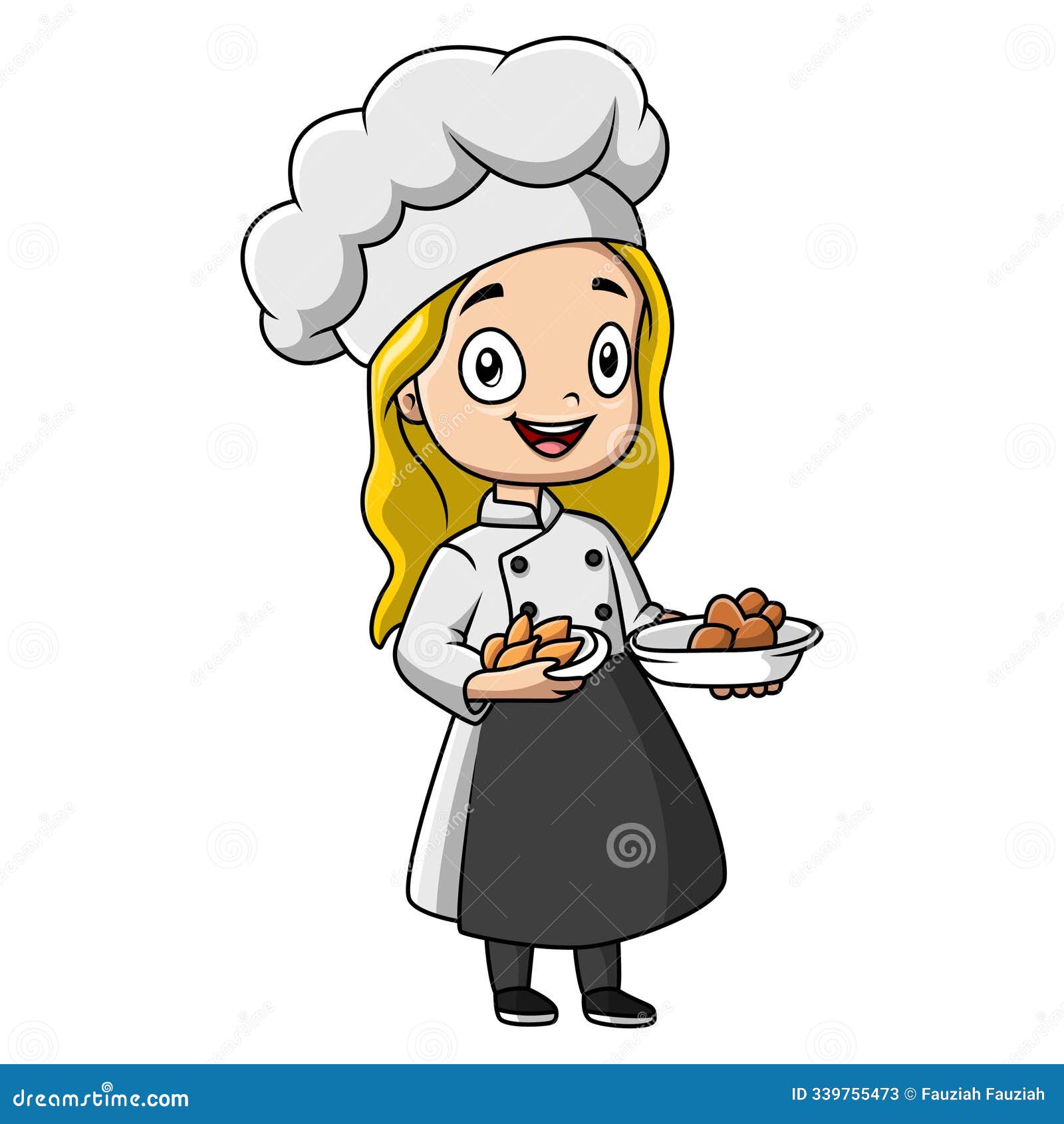Girl Cartoon Wearing Costume Chef Stock Illustration - Illustration of ...