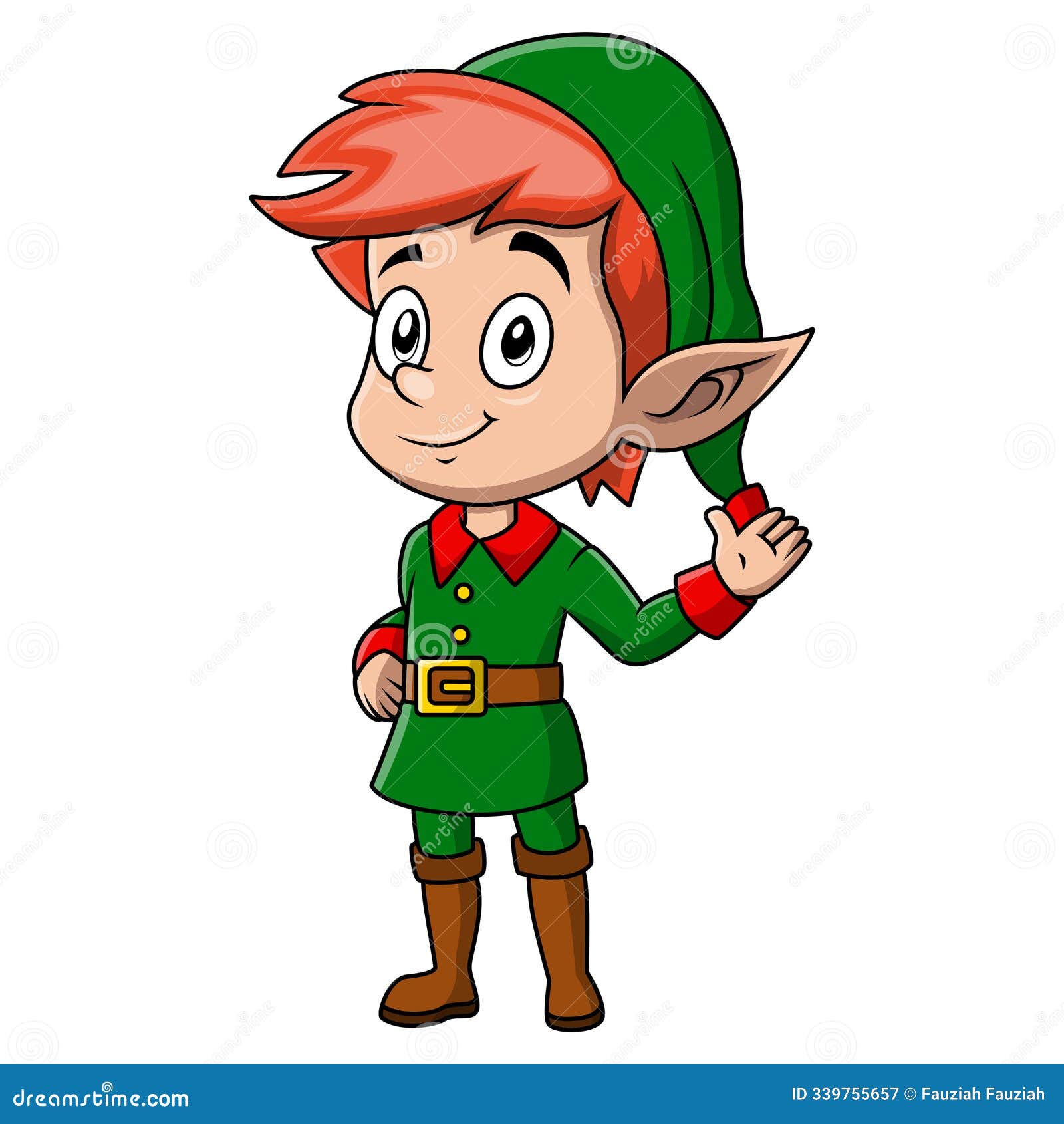 Cute Christmas Elf Boy Cartoon Stock Illustration - Illustration of ...