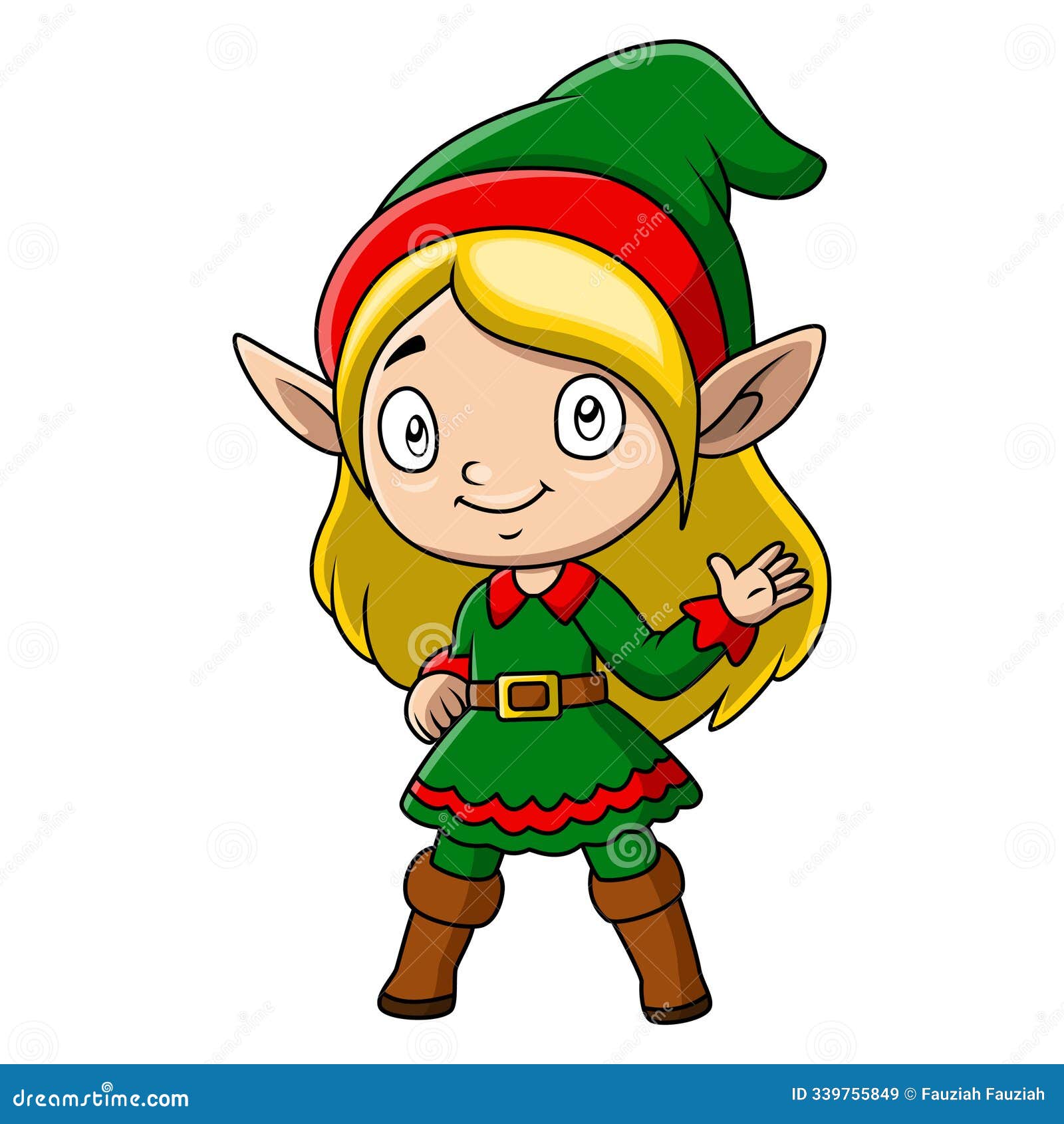 Cute Christmas Elf Girl Cartoon Stock Illustration - Illustration of ...