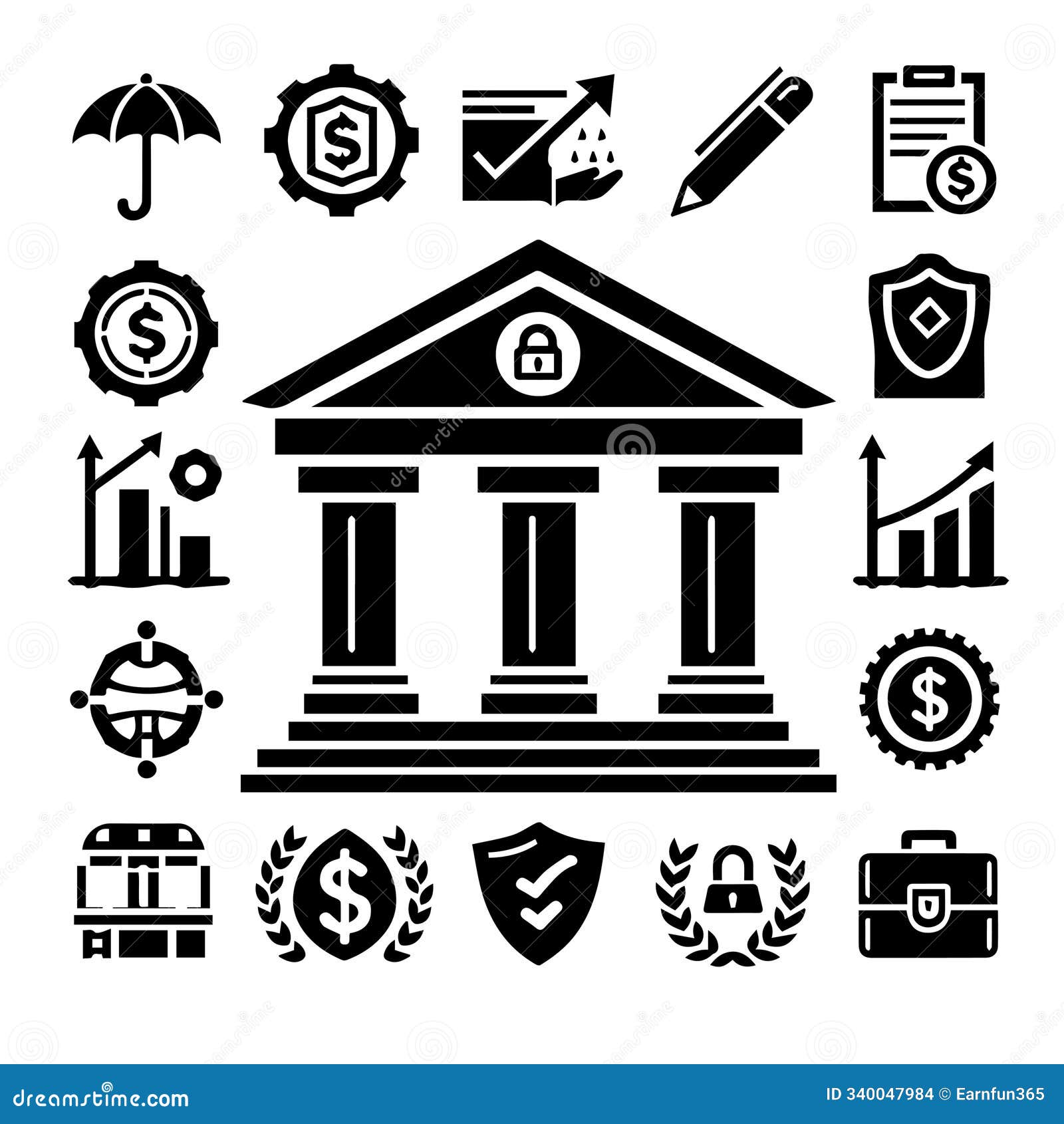 A Modern Vector Silhouette Financial Logo Set that Represents Stability ...