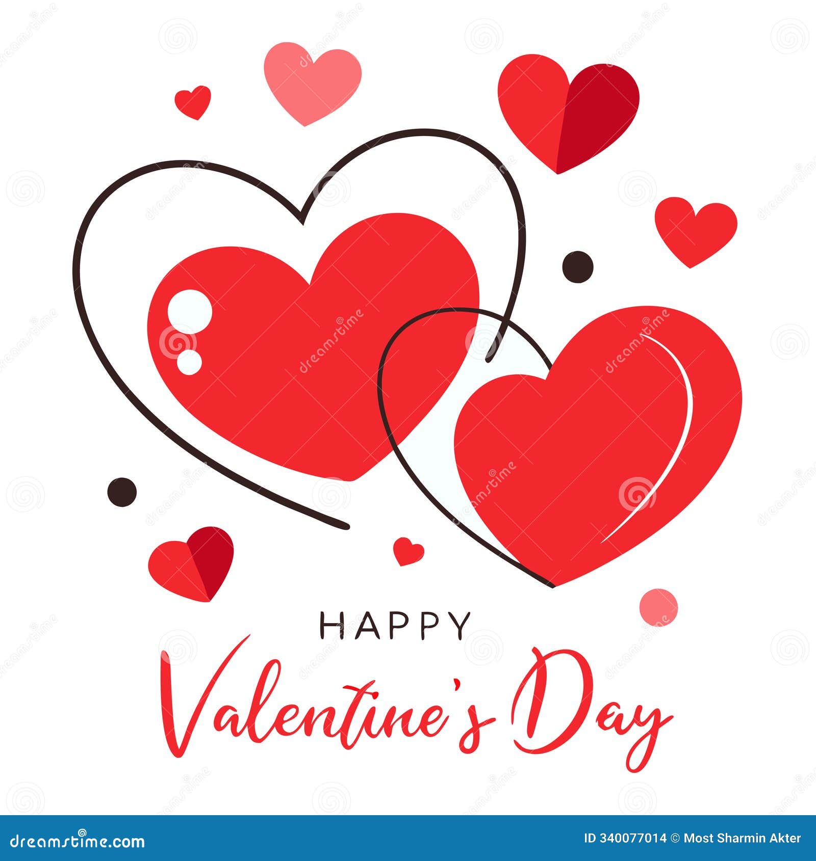 Valentine Hearts and Happy Valentine S Day Text Vector Illustration ...