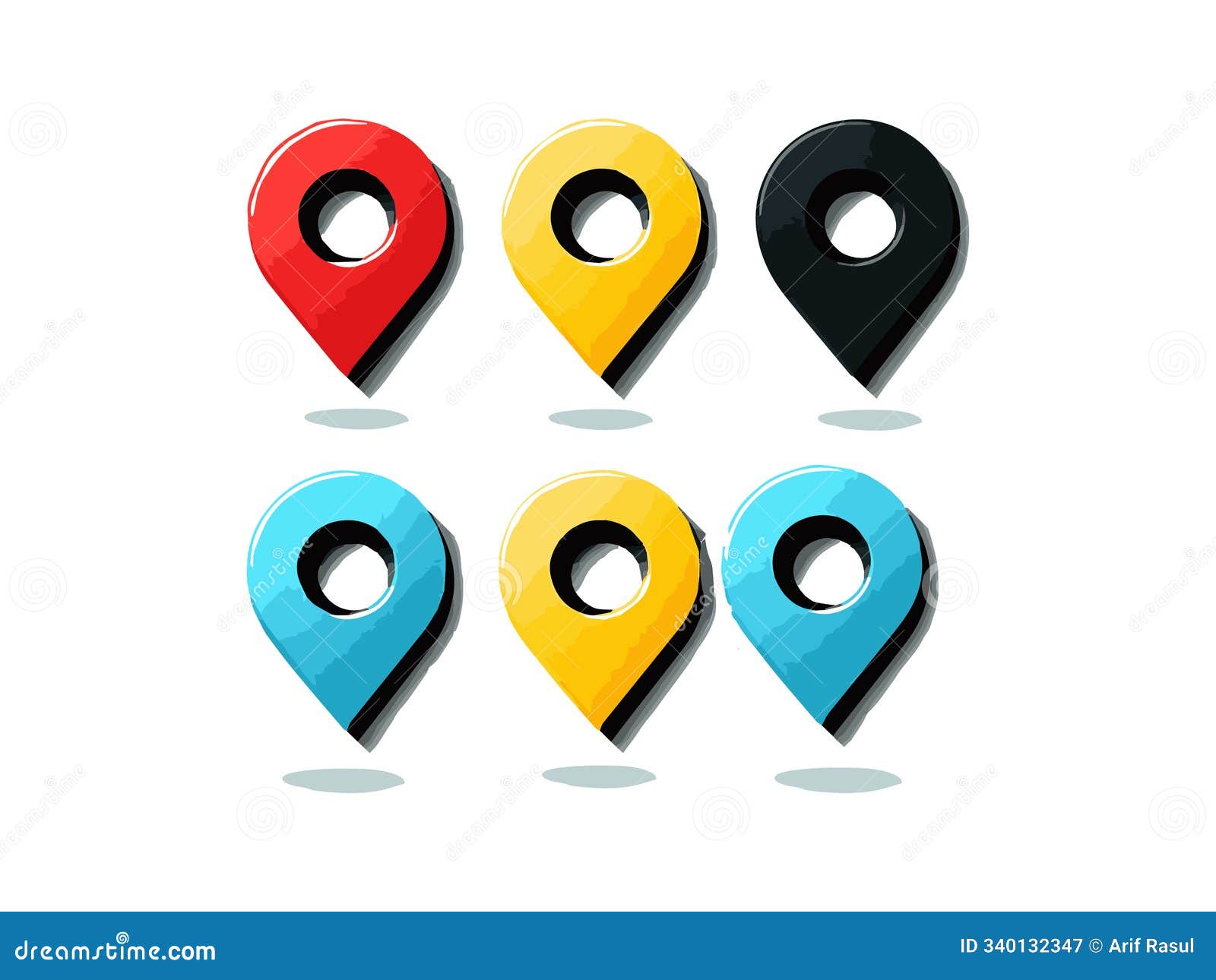 Set of Icons the Points Marked on the Map Vector Illustration 6 Stock ...