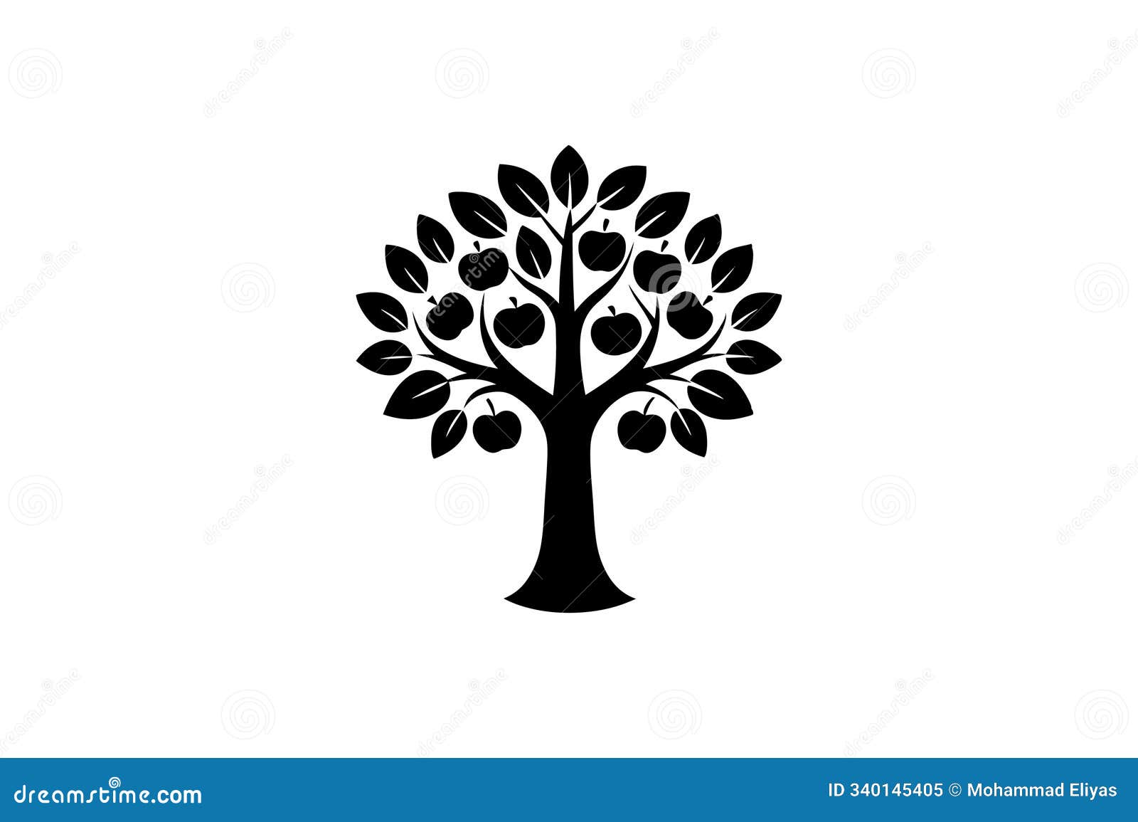 Apple Tree Icon Modern Logo Linocut Vector Illustration Stock ...