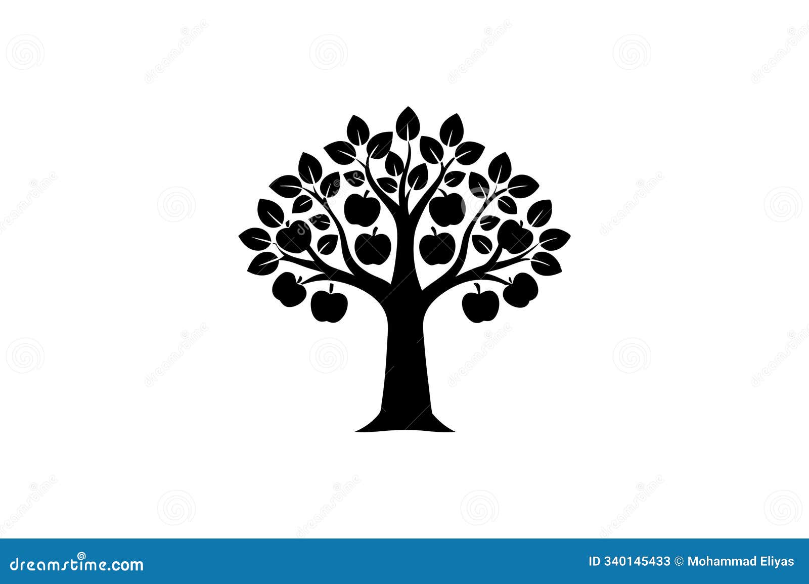 Apple Tree Icon Modern Logo Linocut Vector Illustration Stock ...
