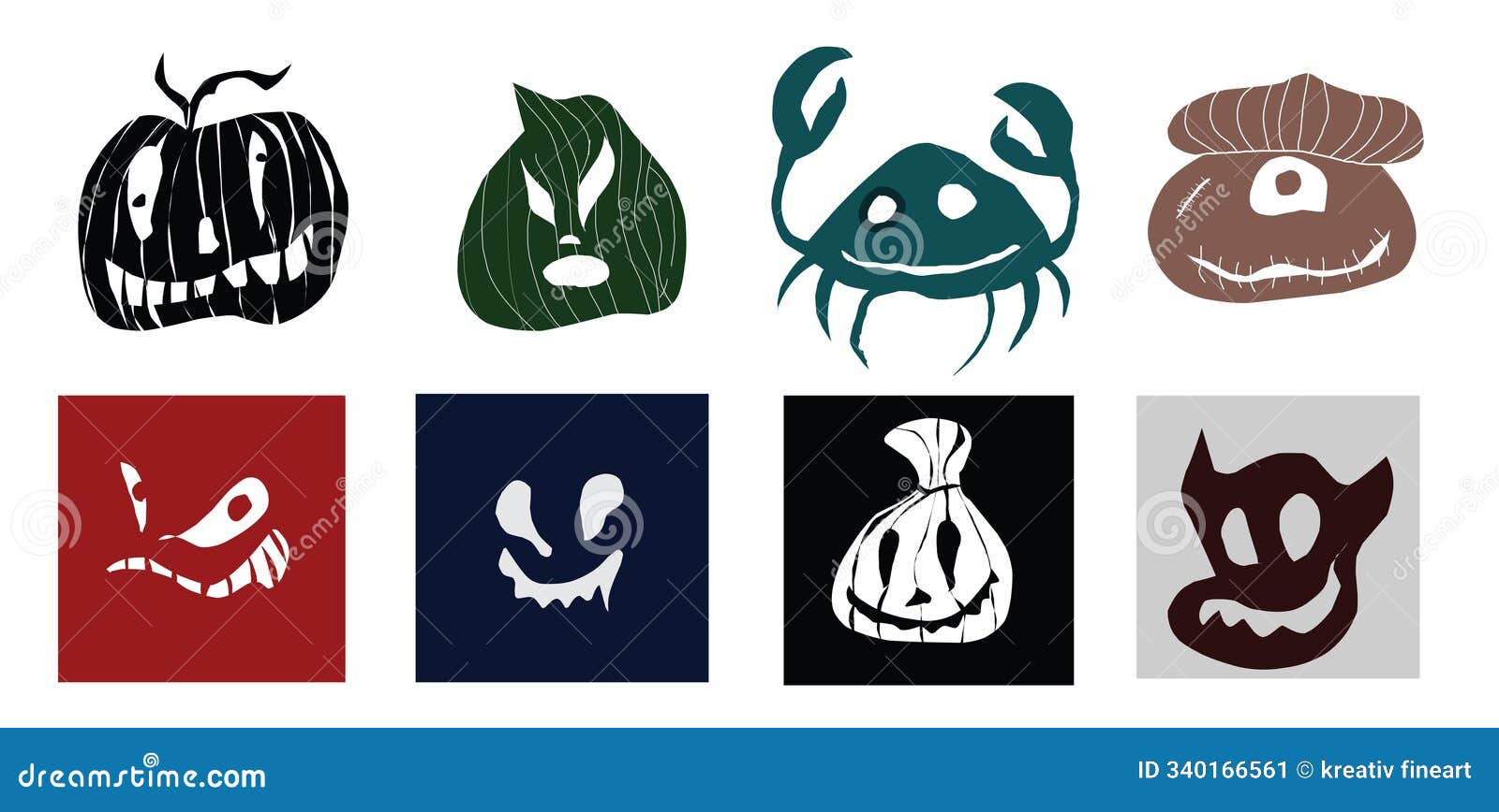 Print Icon Pack Collection Simple Scary Evil Cartoon Stock Illustration ...