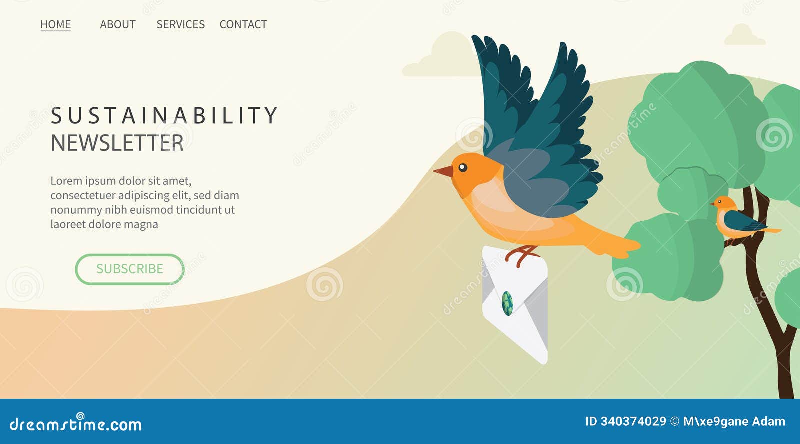 Newsletter Illustration Concept With Character. Template For, Banner ...