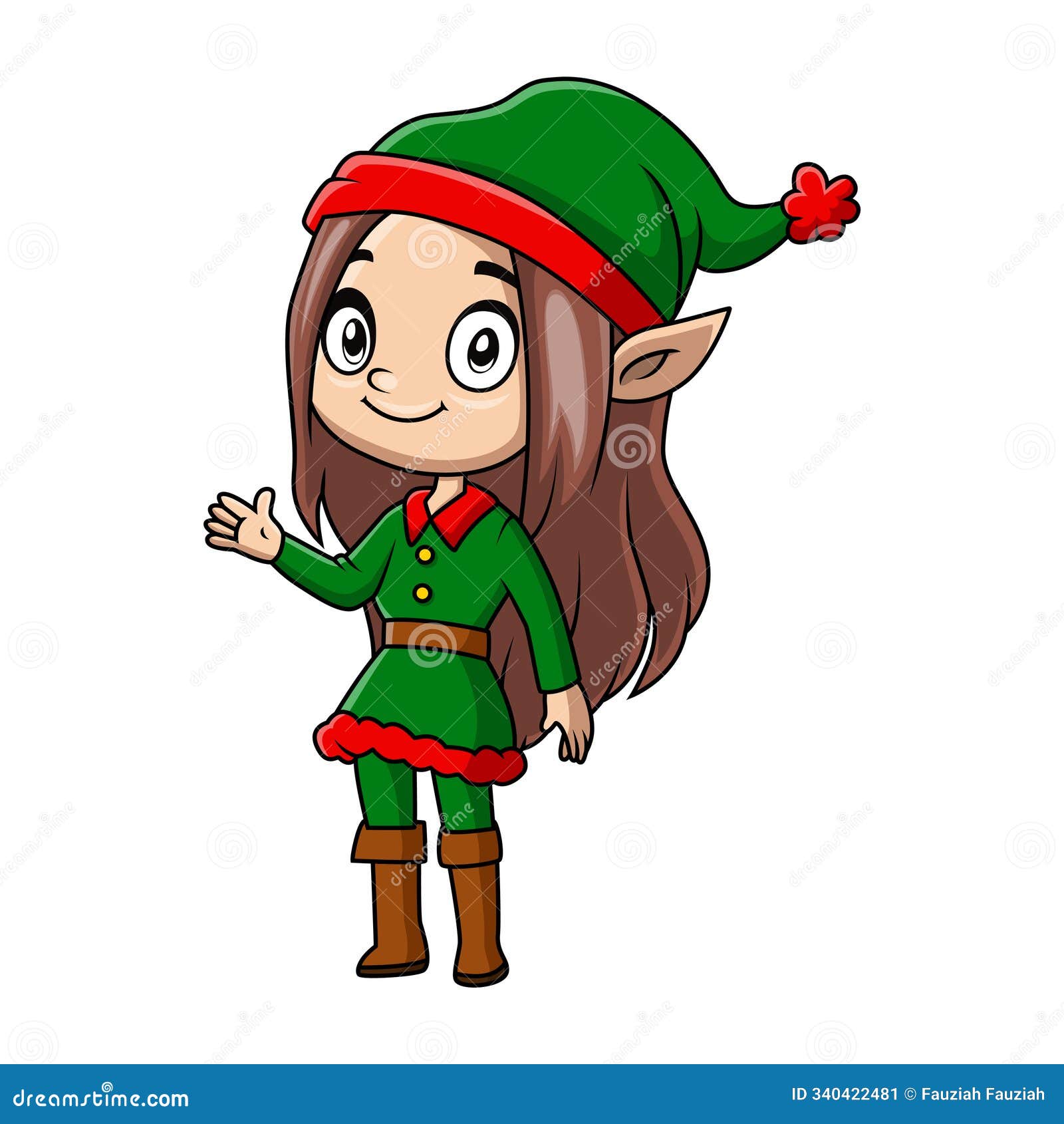 Cute Christmas Elf Girl Cartoon Stock Illustration - Illustration of jolly, luck: 340422481