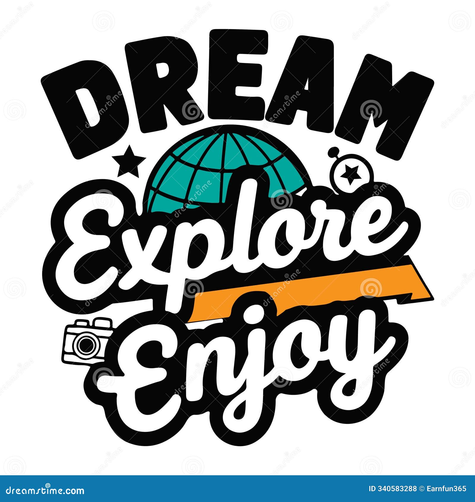 A Trendy T Shirt Design Image with Phrase Dream Explore Enjoy Stock ...
