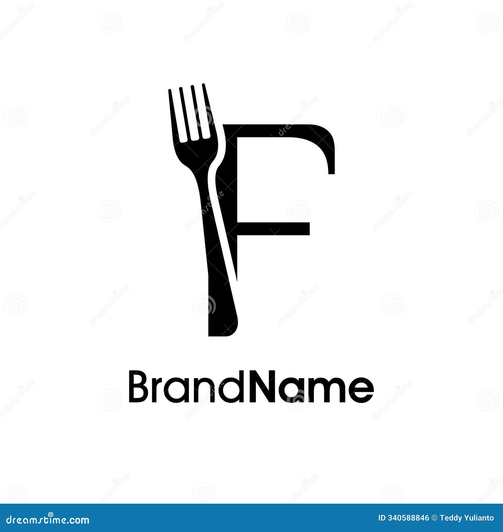 Simple and Unique Initial F Fork Logo Stock Illustration - Illustration ...