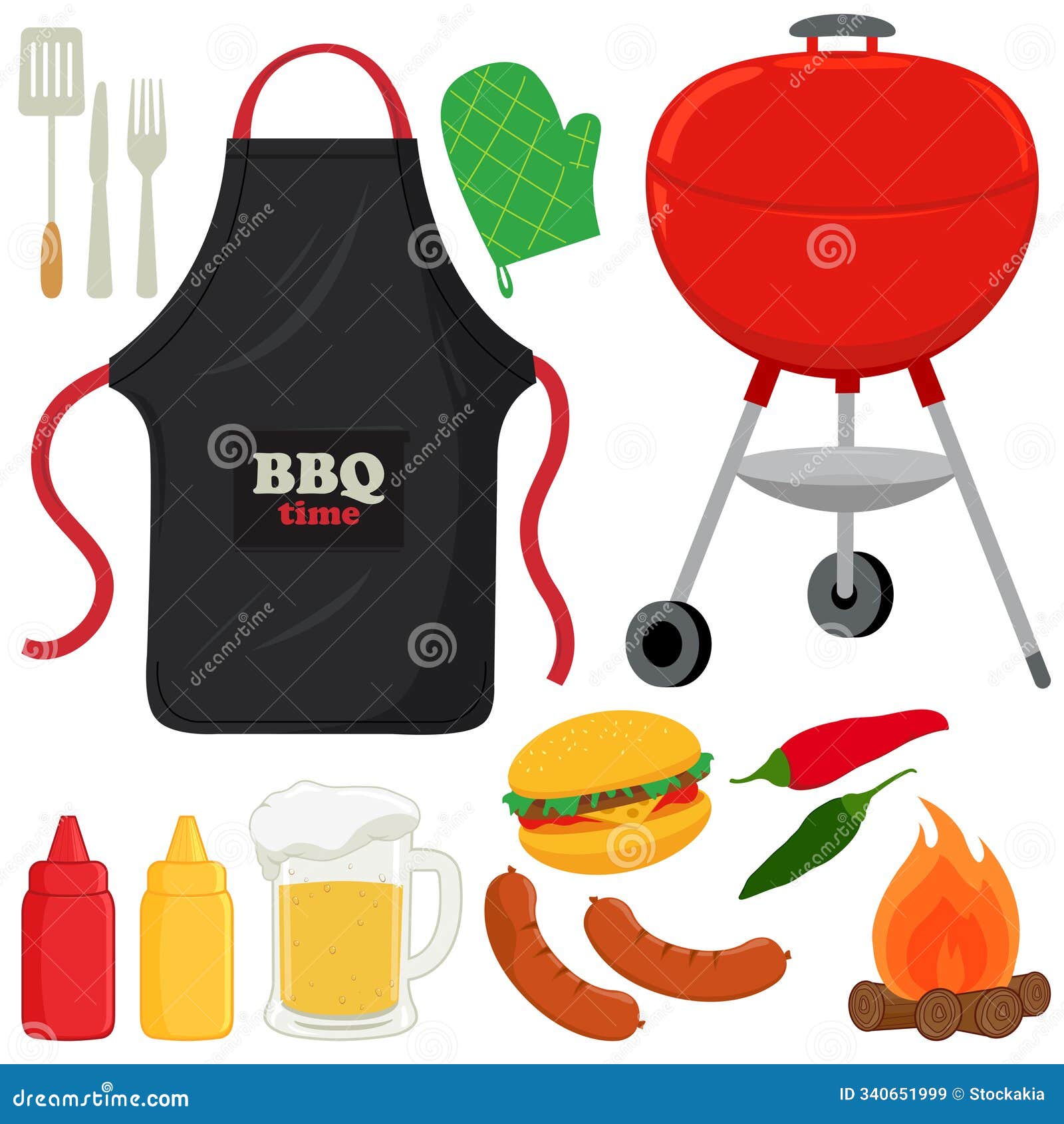 Barbecue, Picnic, Cookout Bold Black Silhouette Icons Set Isolated On ...