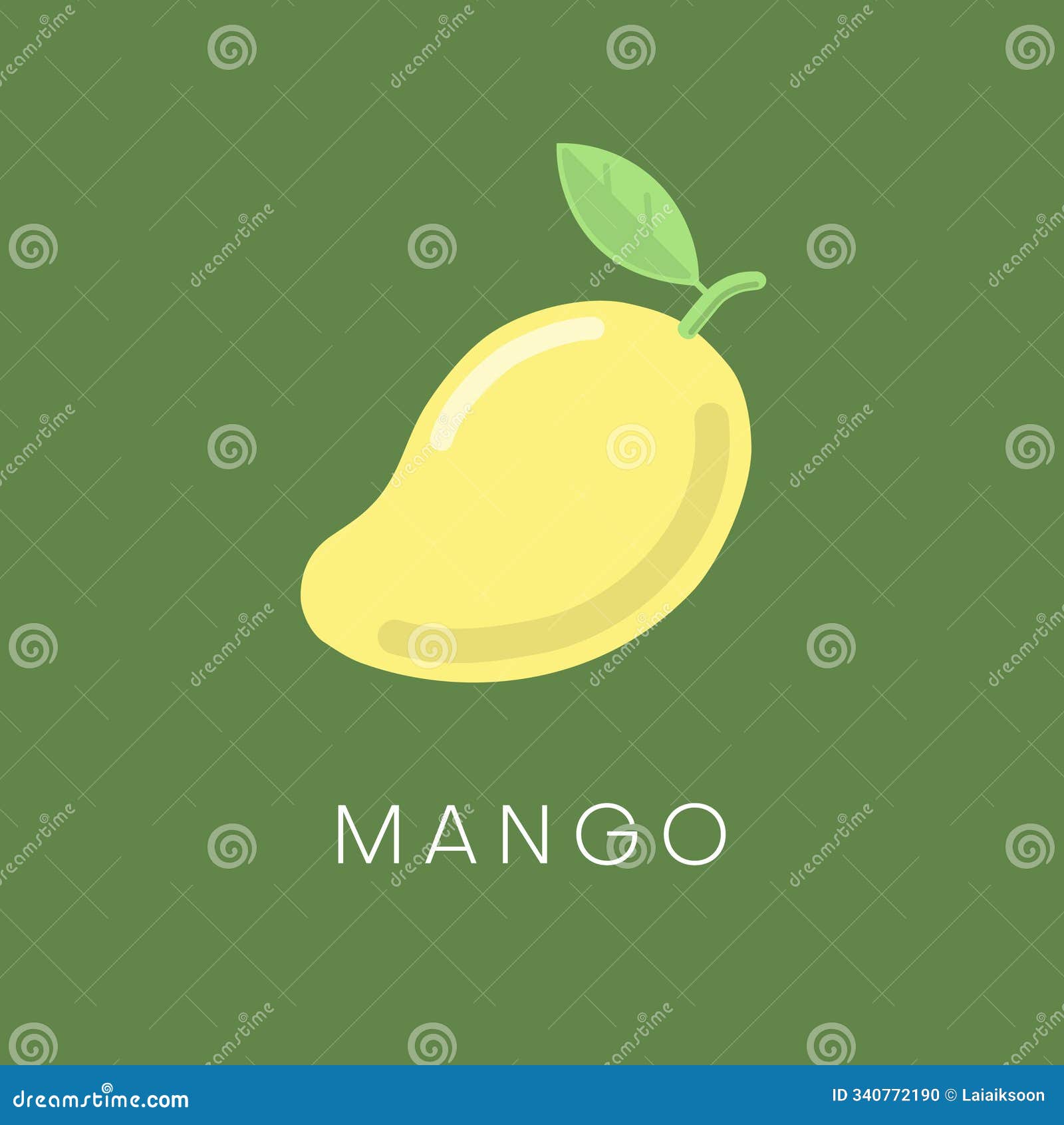 Mango Fruit Icon. Yellow Tropical Fruit with a Green Leaf Stock ...