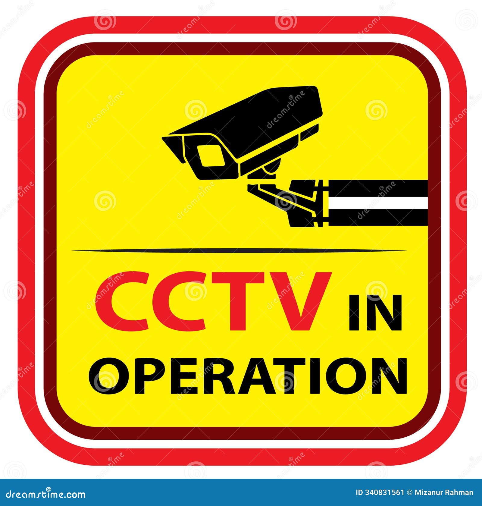 Security Camera Icon, Cc Tv Sign. Yellow Square Camera Operation Stock ...