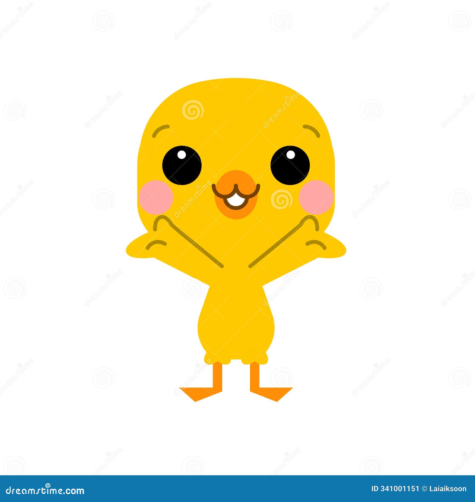 Cute Yellow Baby Chicken Chick Smiling with Wide Open Arms and Standing ...