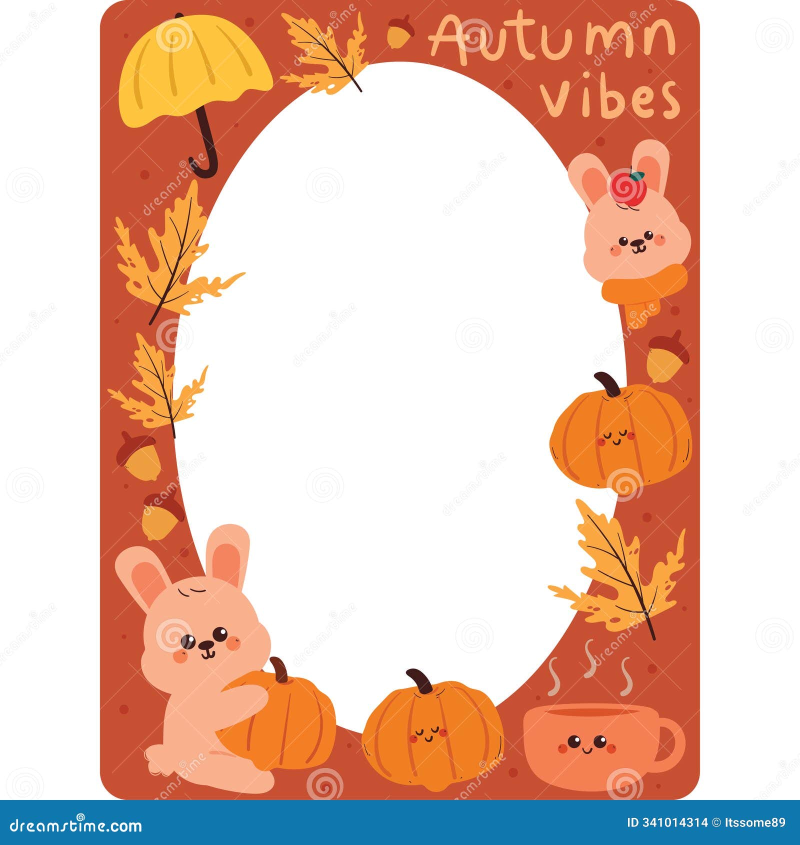 Hand Drawing Cartoon Cute Frame with Autumn Falls Doodle Stock ...