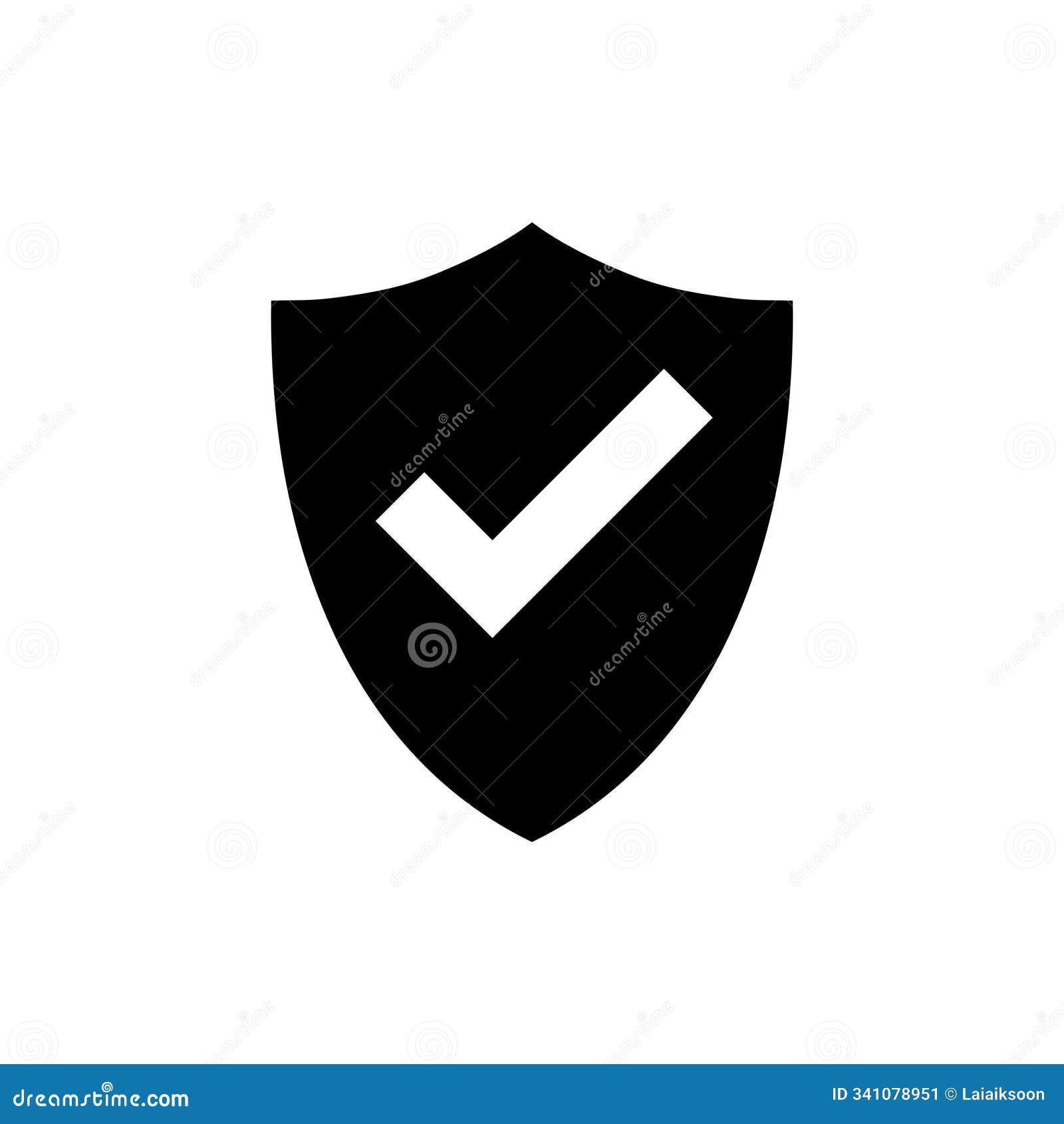 Shield with Check Mark Icon in Flat Style Isolated on White Background ...