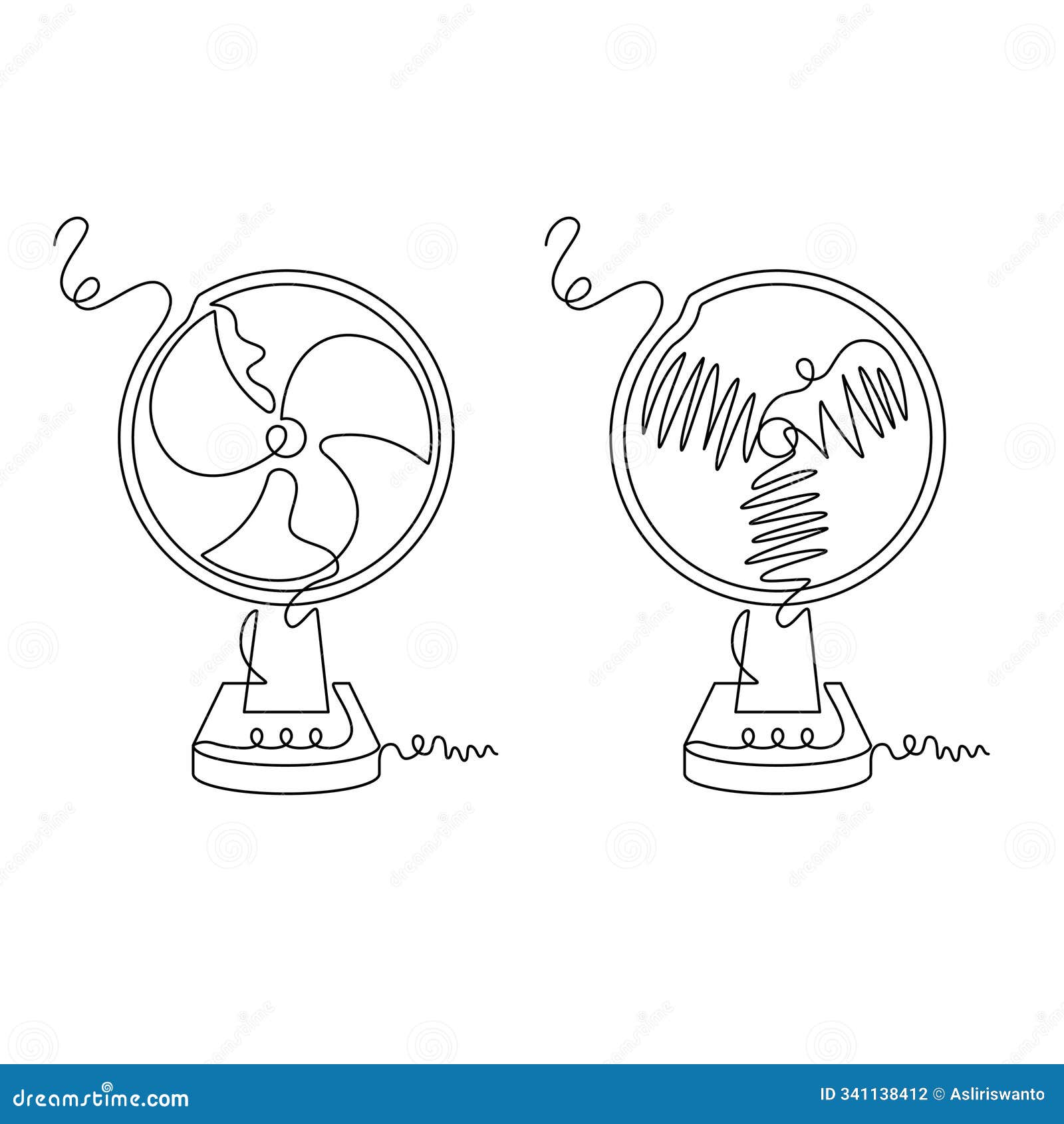One Line Art Electric Fan Vector Illustration Stock Illustration ...