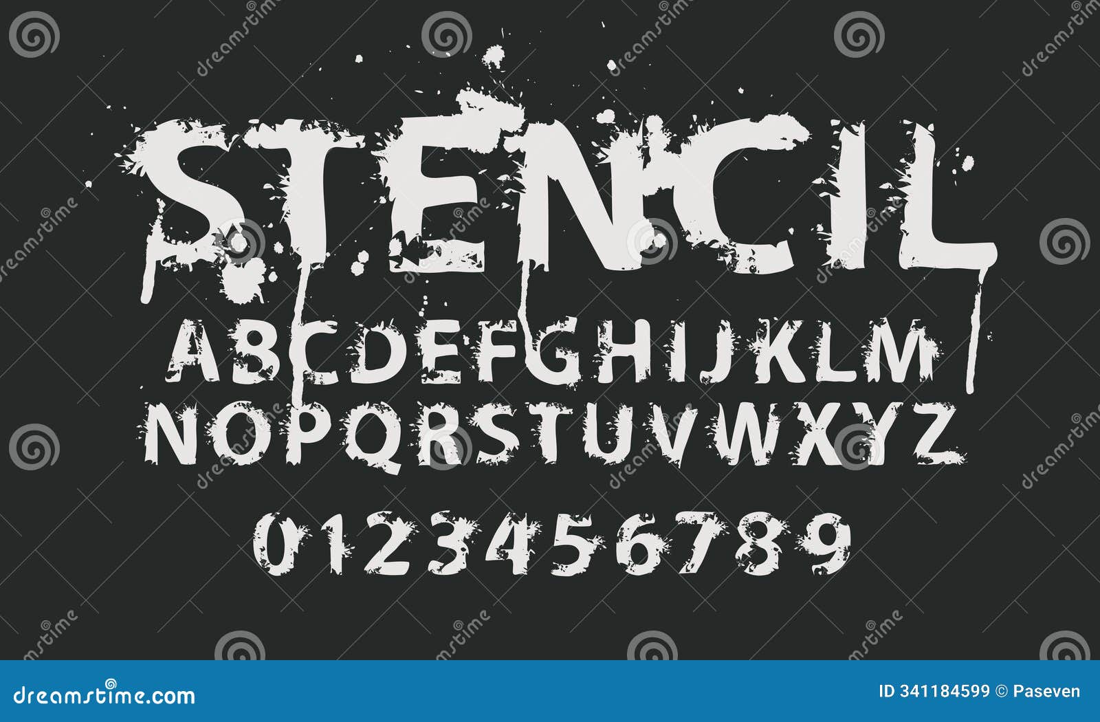 Stencil Grunge Font in Abstract Letters Stock Illustration - Illustration of lettering, artistic ...