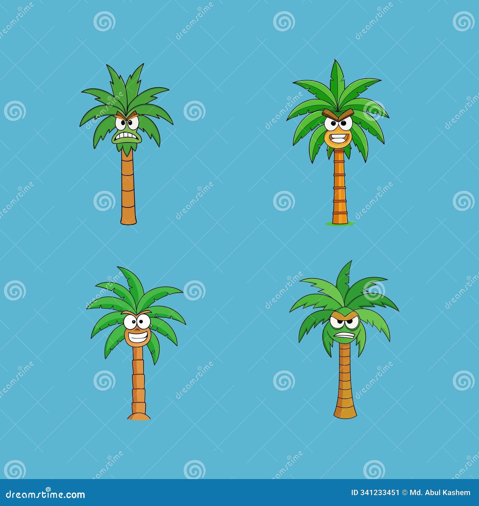 Angry Face Palm Tree Cartoon Vector Illustration Stock Illustration ...