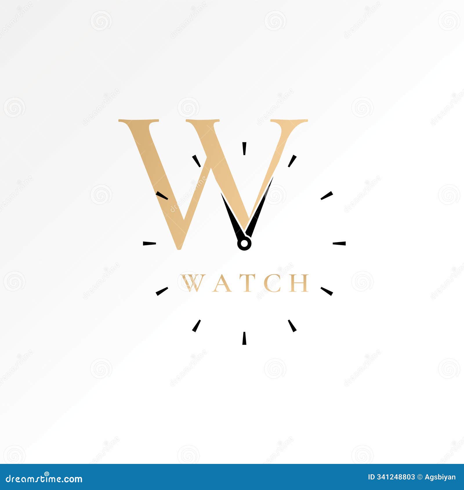 Initial W Serif Font Watch Clockwise Sync Relate To Monogram Typography ...