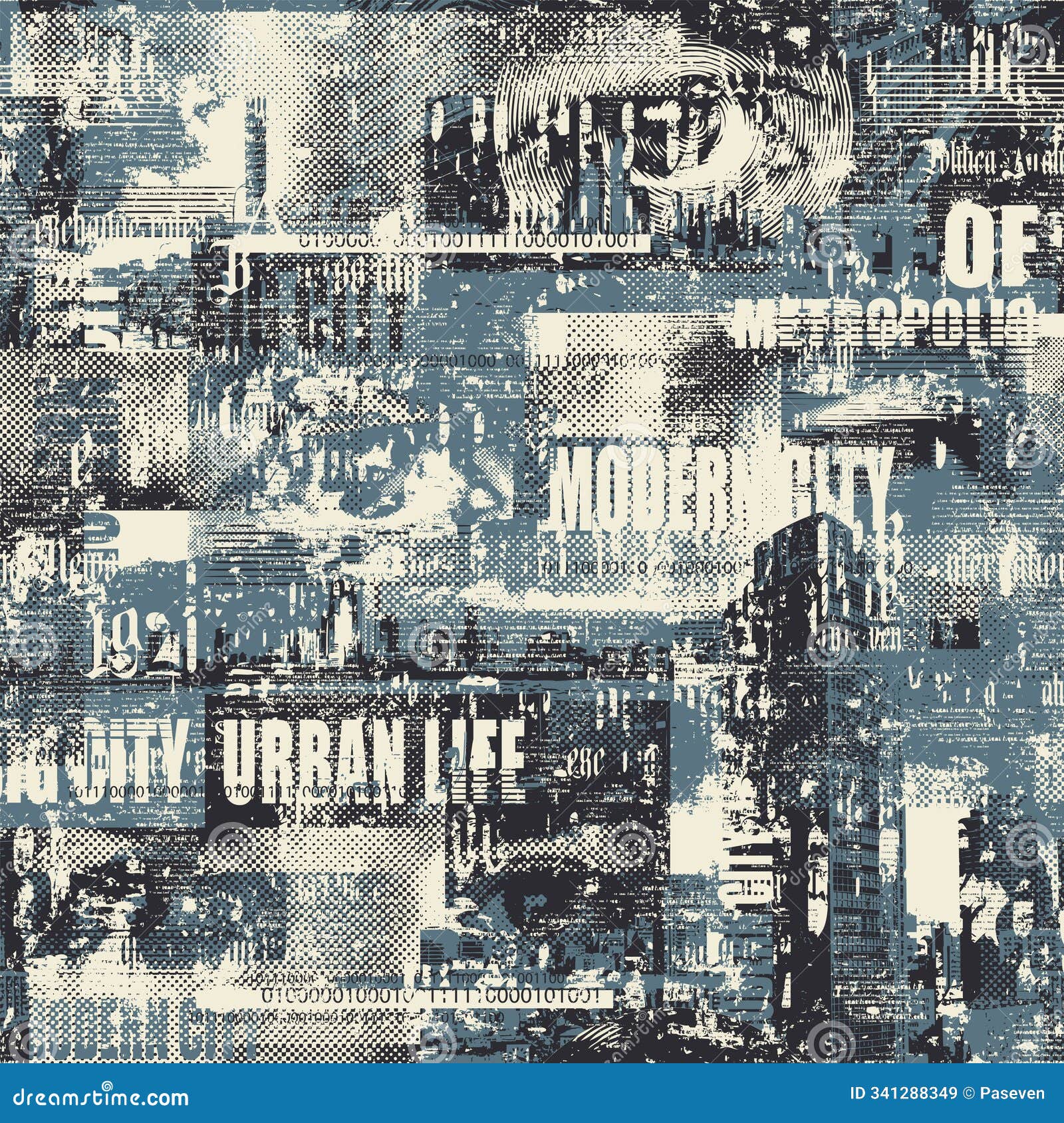 Abstract Seamless Pattern with Newspaper and Urban Style Stock ...