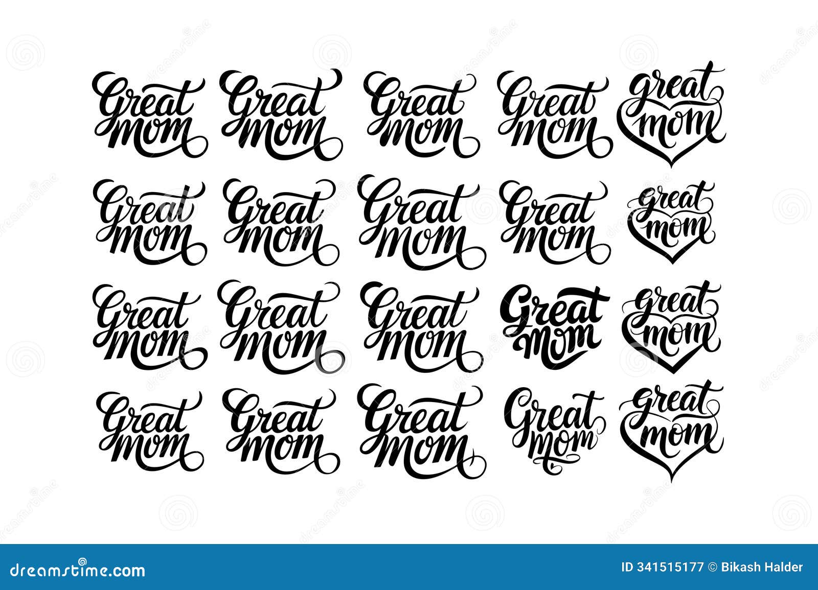 Great Mom Typography Silhouette Design Stock Vector - Illustration of ...