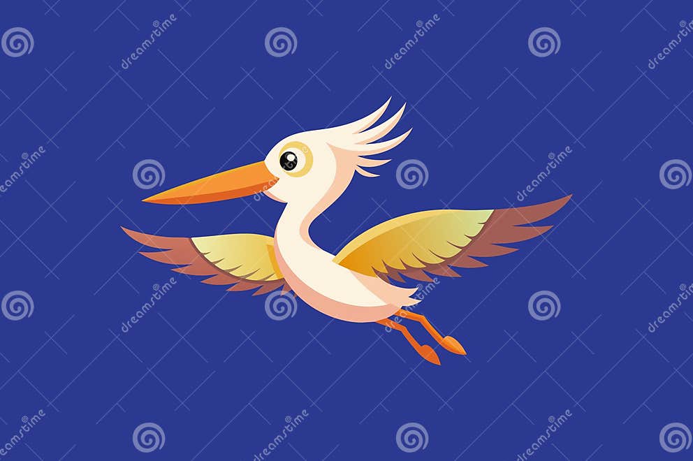 Flying Cute Bird Pelican Vector Illustration Stock Illustration ...