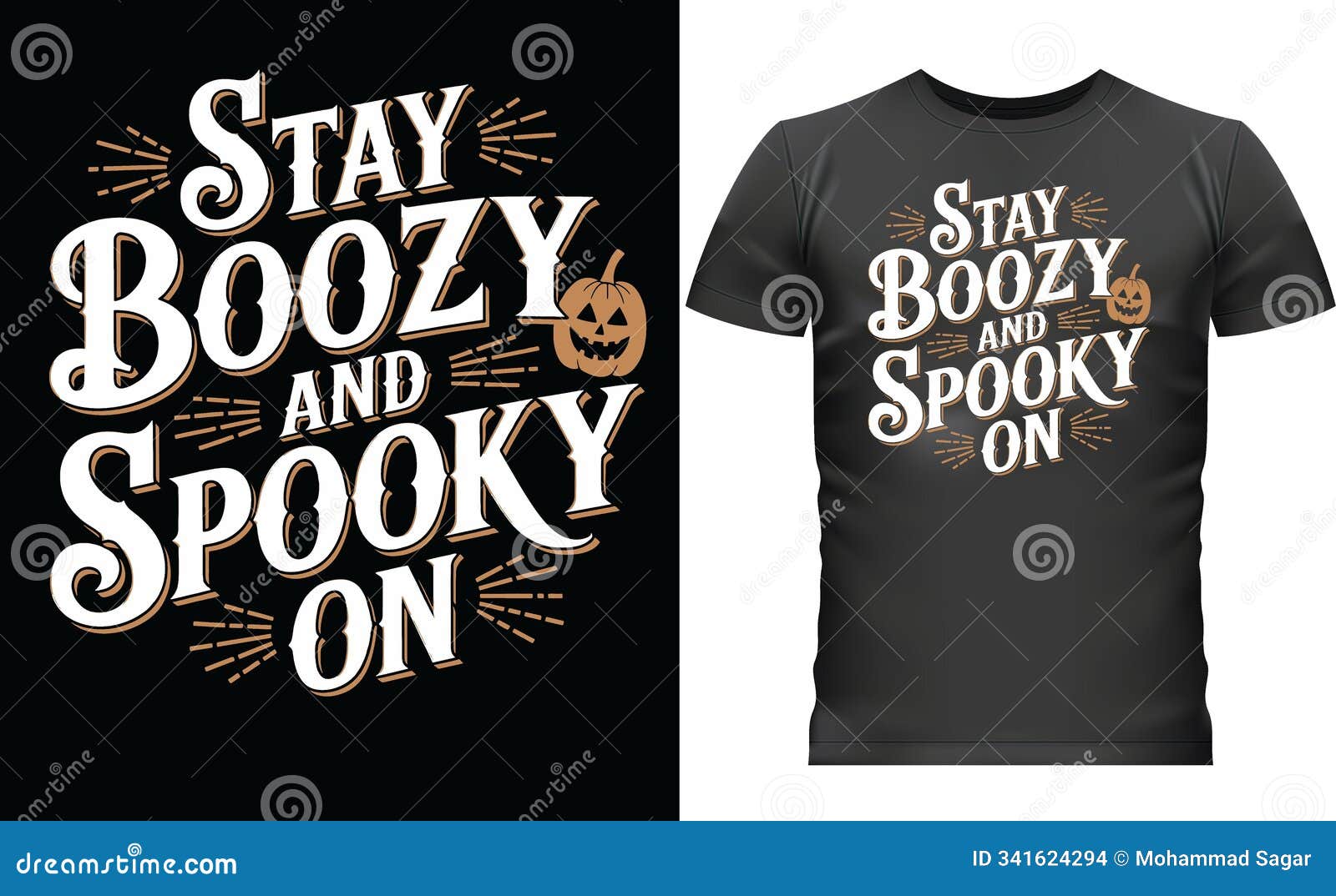 Stay Boozy and Spooky on Halloween T-Shirt Design Stock Vector ...